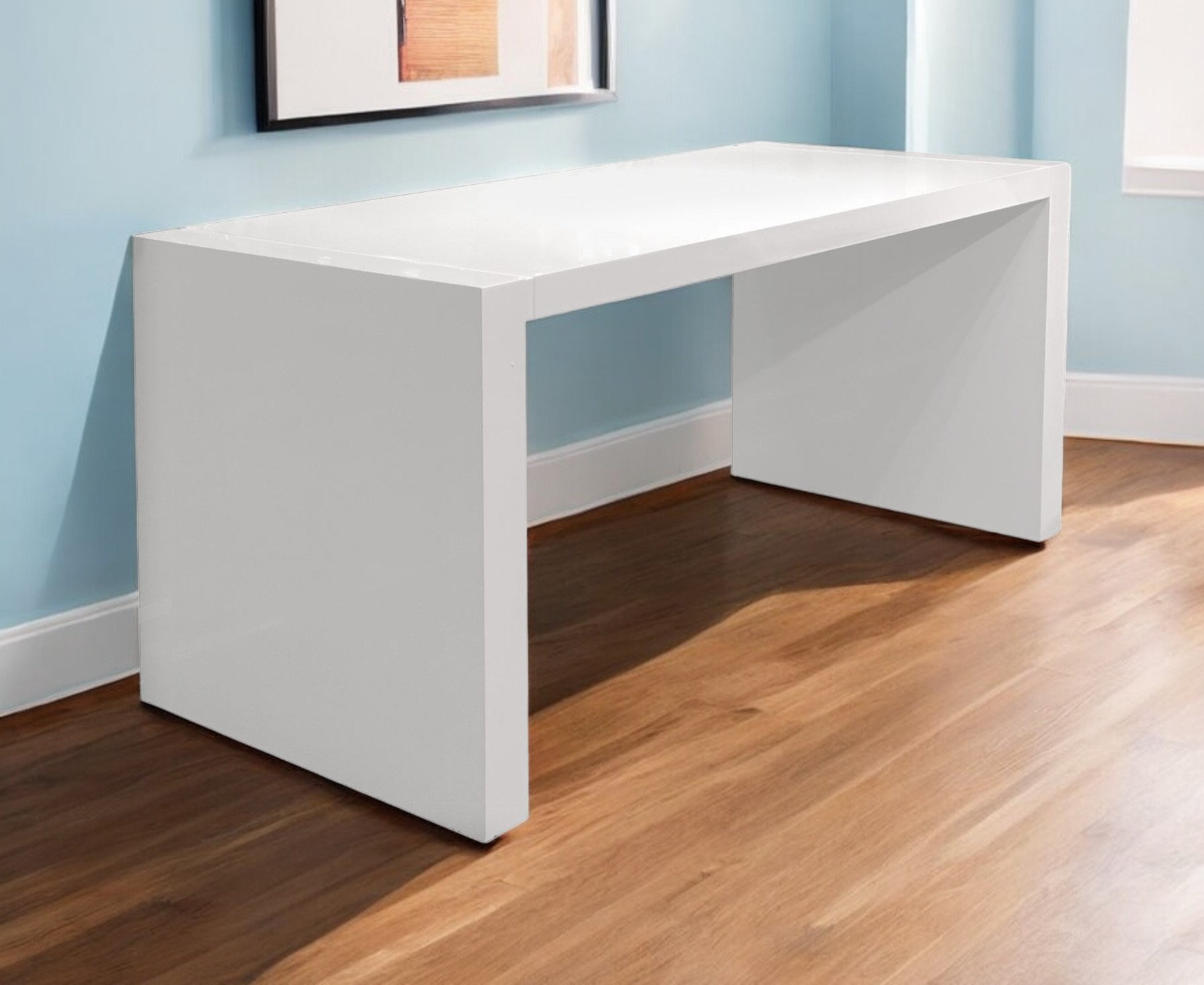 Ebern Designs Waconia 62" White Wood Computer Desk | Wayfair