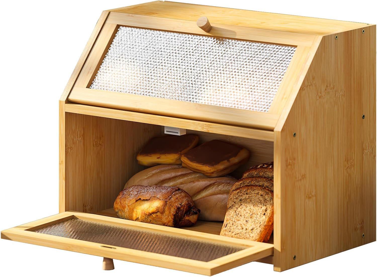 Gracie Oaks Bread Box For Kitchen Countertop Bin Double Layer Bread Box ...