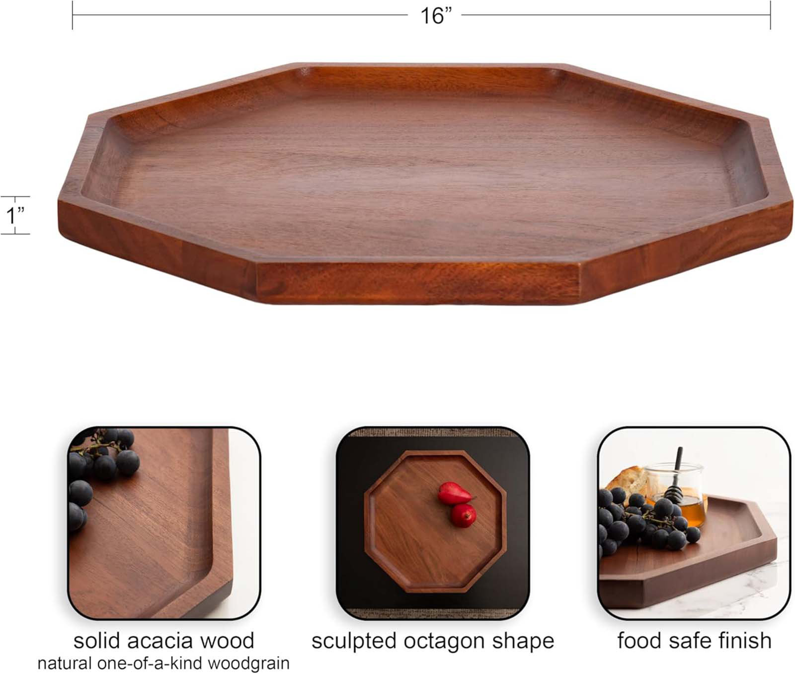 Hokku Designs Kate And Laurel Thorpe Mid-Century Solid Wood Octagon ...