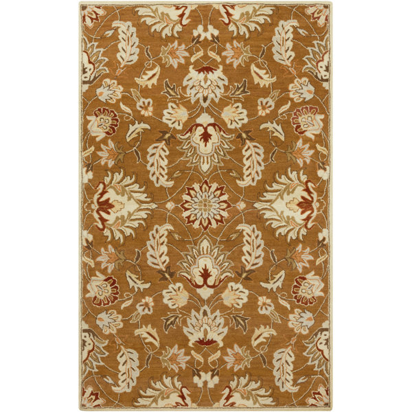 Lark Manor Arnedra Floral Handmade Tufted Wool Brown Area Rug & Reviews ...