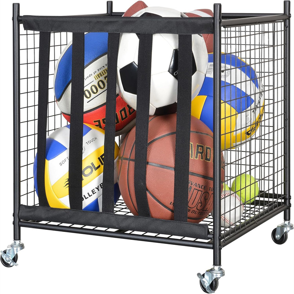 Rebrilliant Rolling Ball Cart Storage With Lockable Wheels Volleyball ...