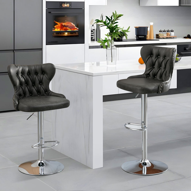House of Hampton® Jida Swivel PU Adjustable Height Counter Bar Stools ...