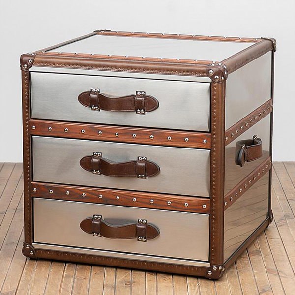 Jes Design Retro Industrial Style Aluminum Skin End Table Coffee Table ...