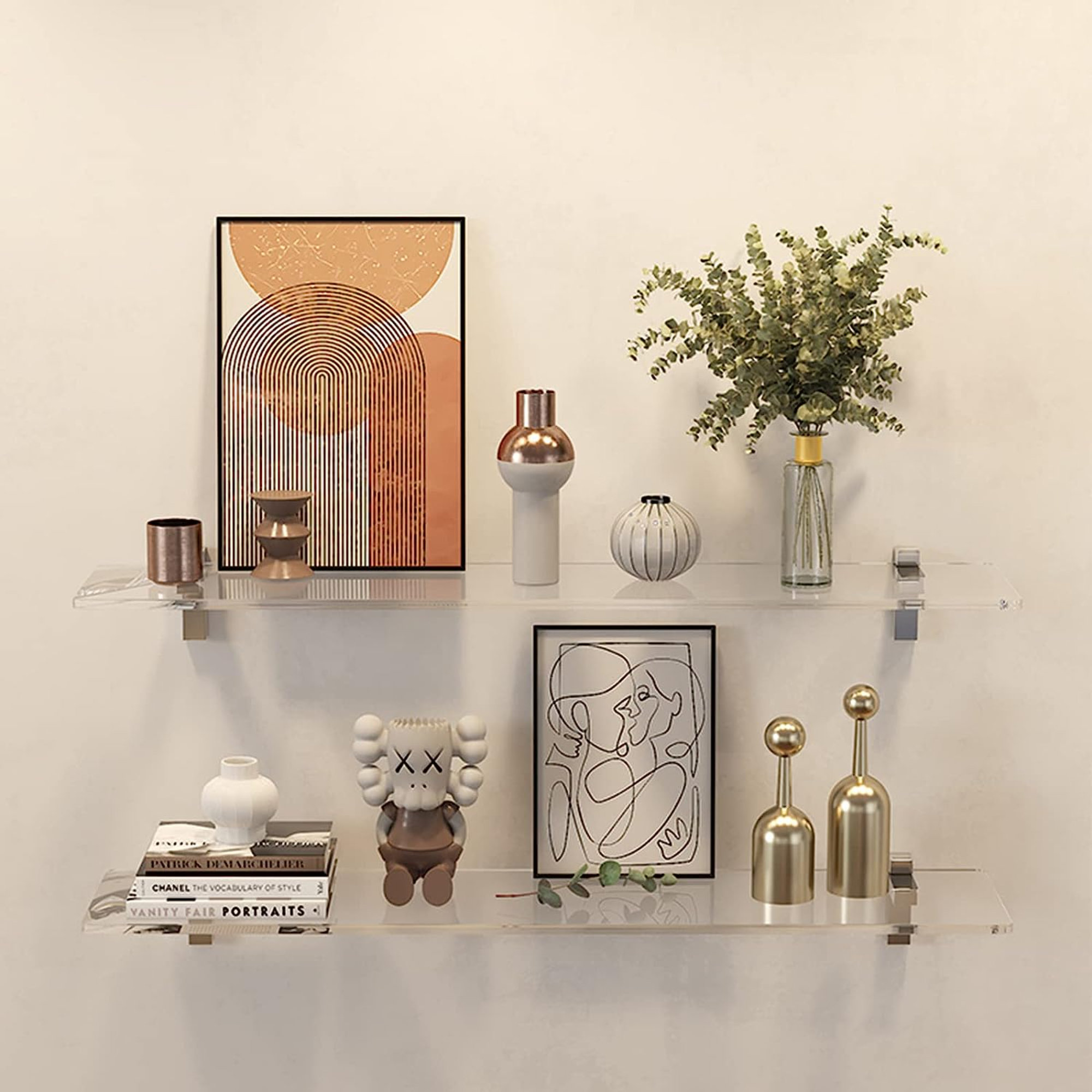 Wrought Studio Clear Acrylic Shelf, Set Of 2 Invisible Wall Shelves ...