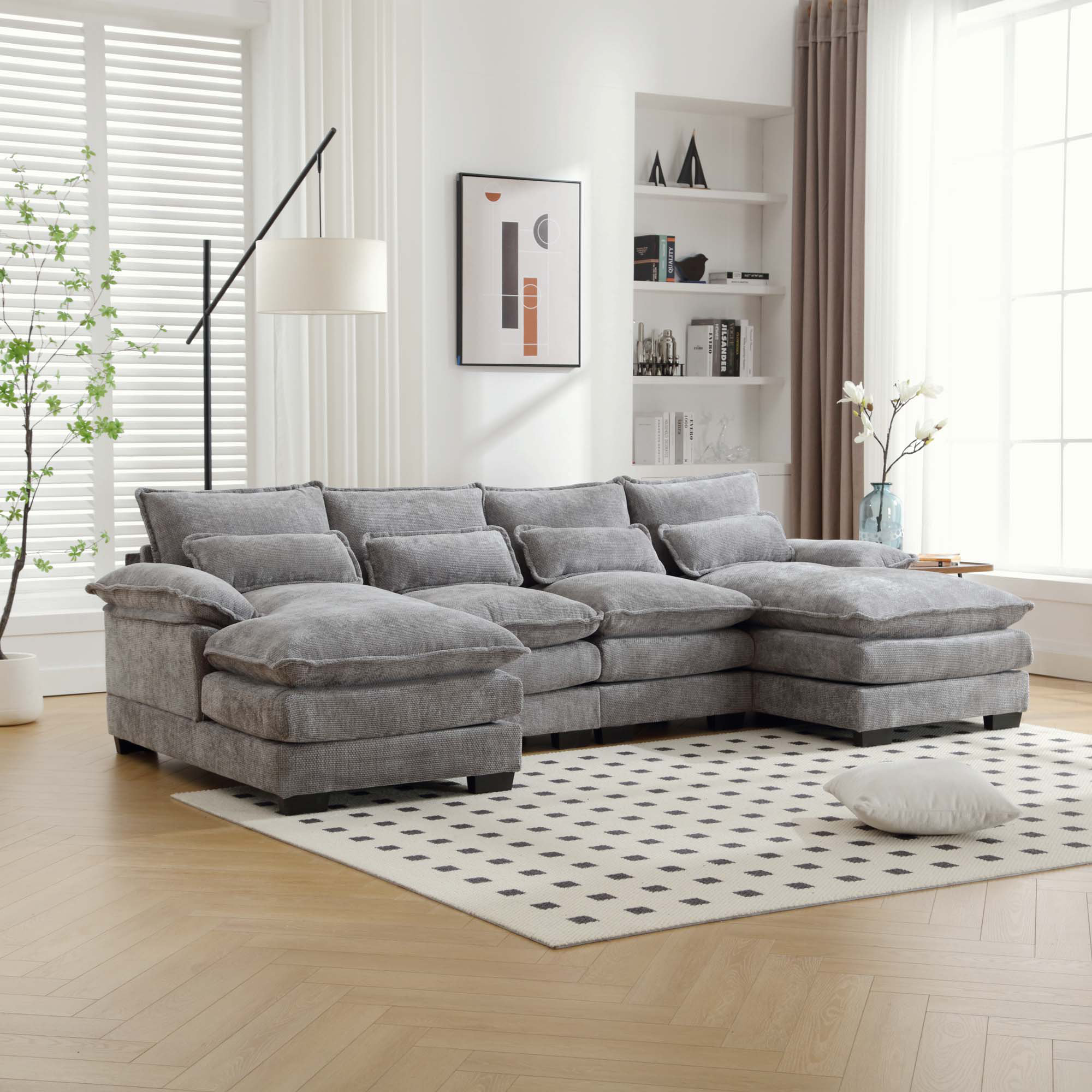 Latitude Run® Modern Large Chenille Fabric U-Shape Sectional Sofa ...