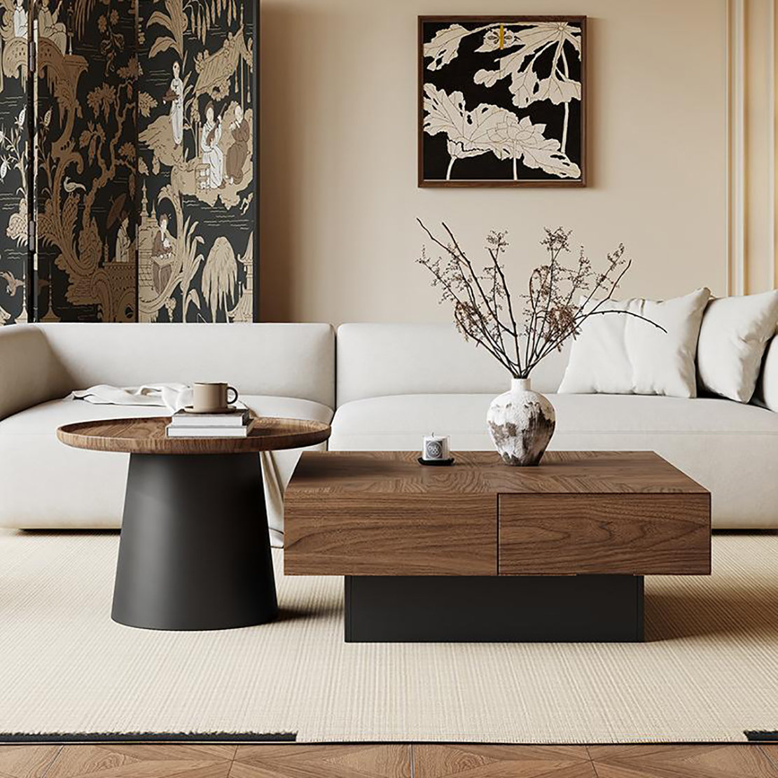 Ebern Designs Minimalist retro-style square coffee table set | Wayfair