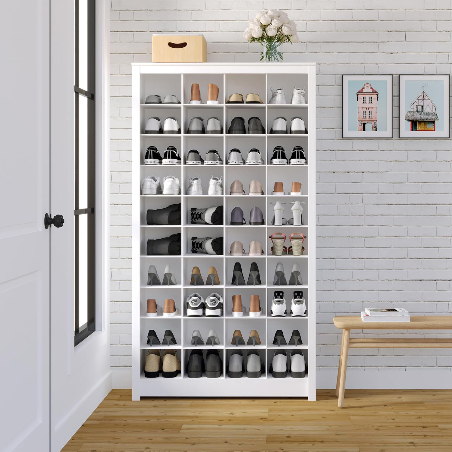 Hokku Designs White Tall Storage Cabinet, Shoe Cabinet, Cube Storage ...