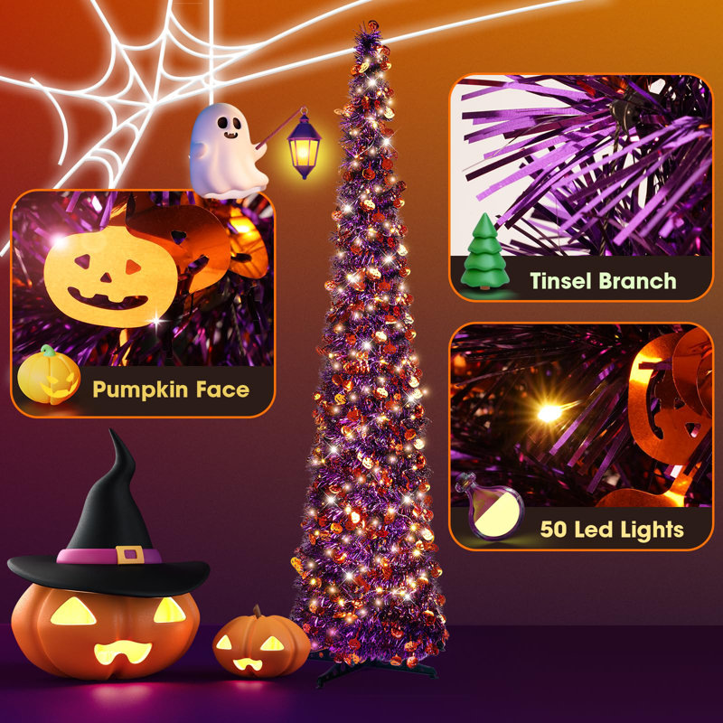 The Holiday Aisle® 5Ft Pop-up Halloween Tree with 50LED Lights | Wayfair