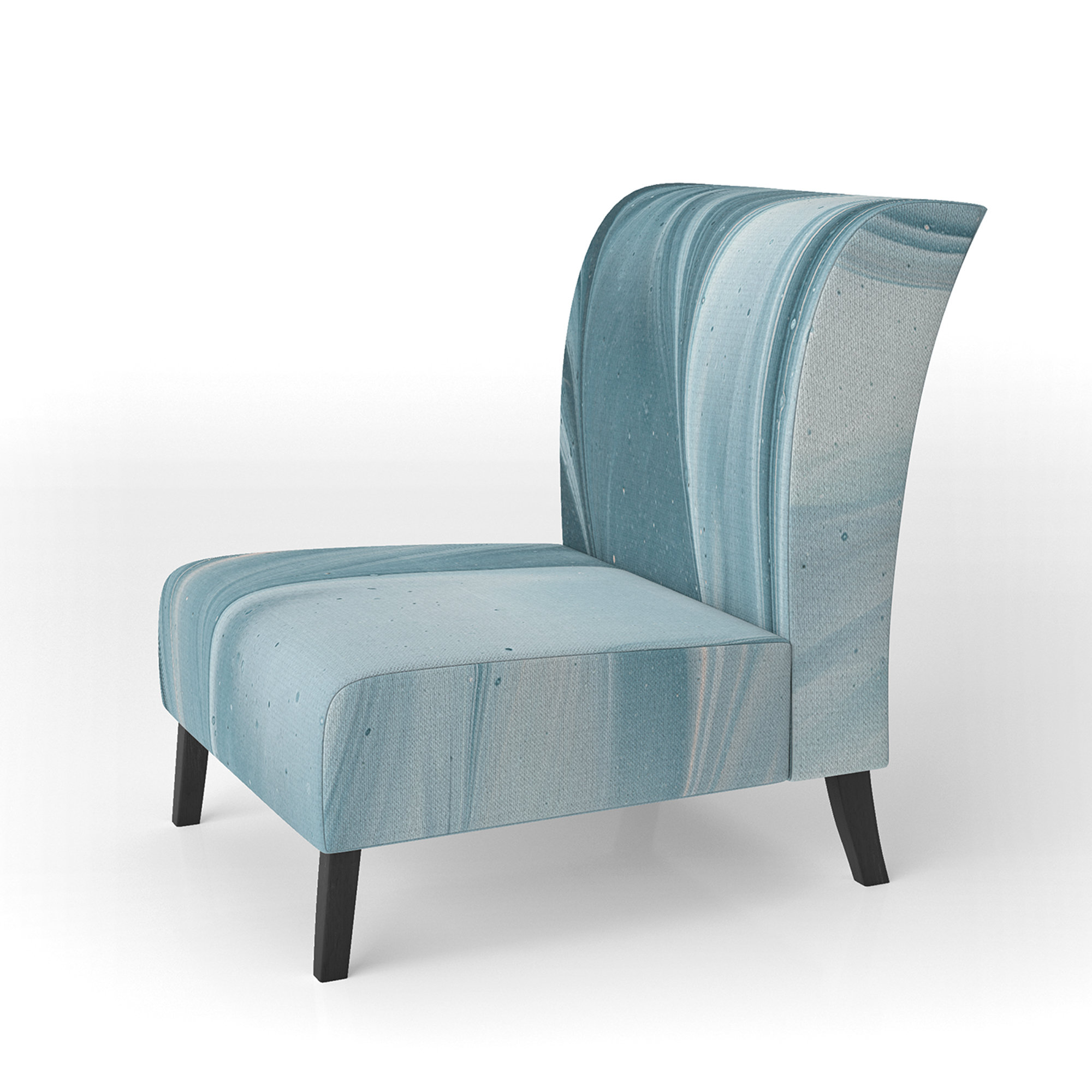 East Urban Home Blue Modern Water III - Glam Upholstered Slipper Chair ...
