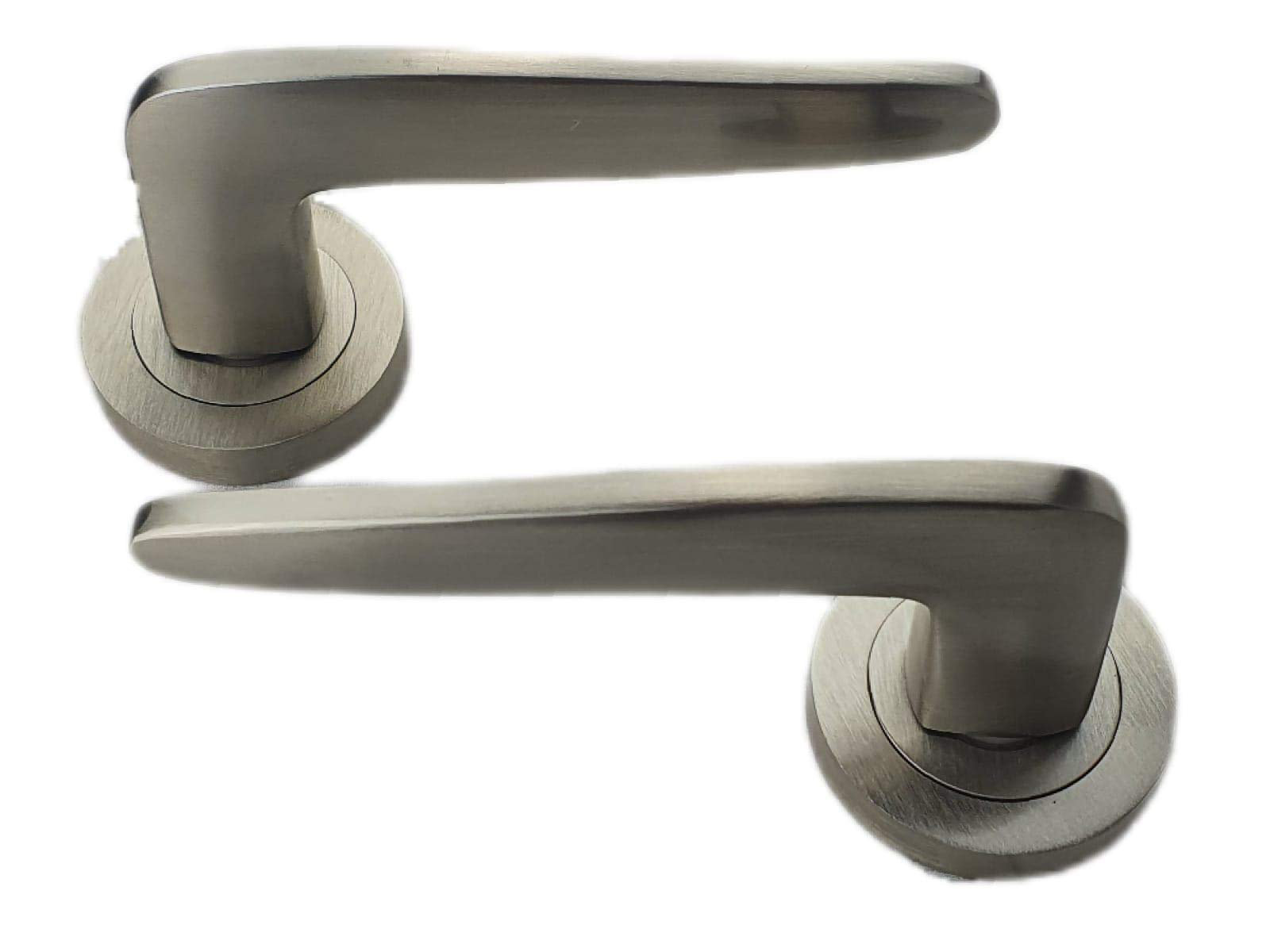 17 Stories 1 Pair Venus Door Handles on Round Rose in Satin Stainless ...