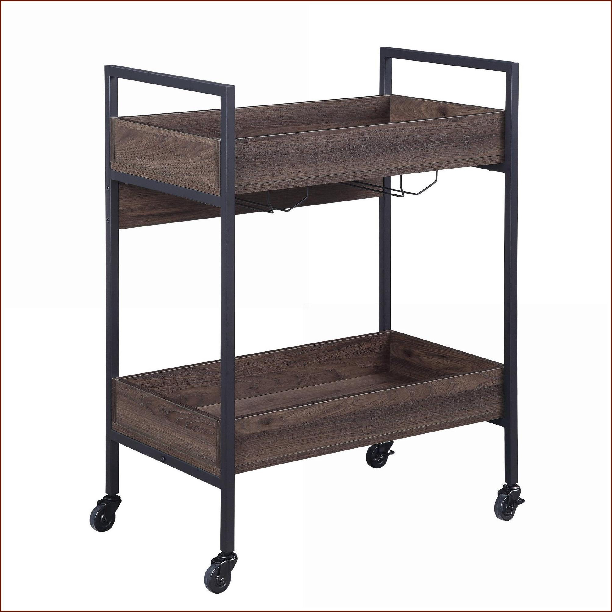 Red Barrel Studio® Serving Cart, Modern 2-Tier with Cup Holder | Walnut ...