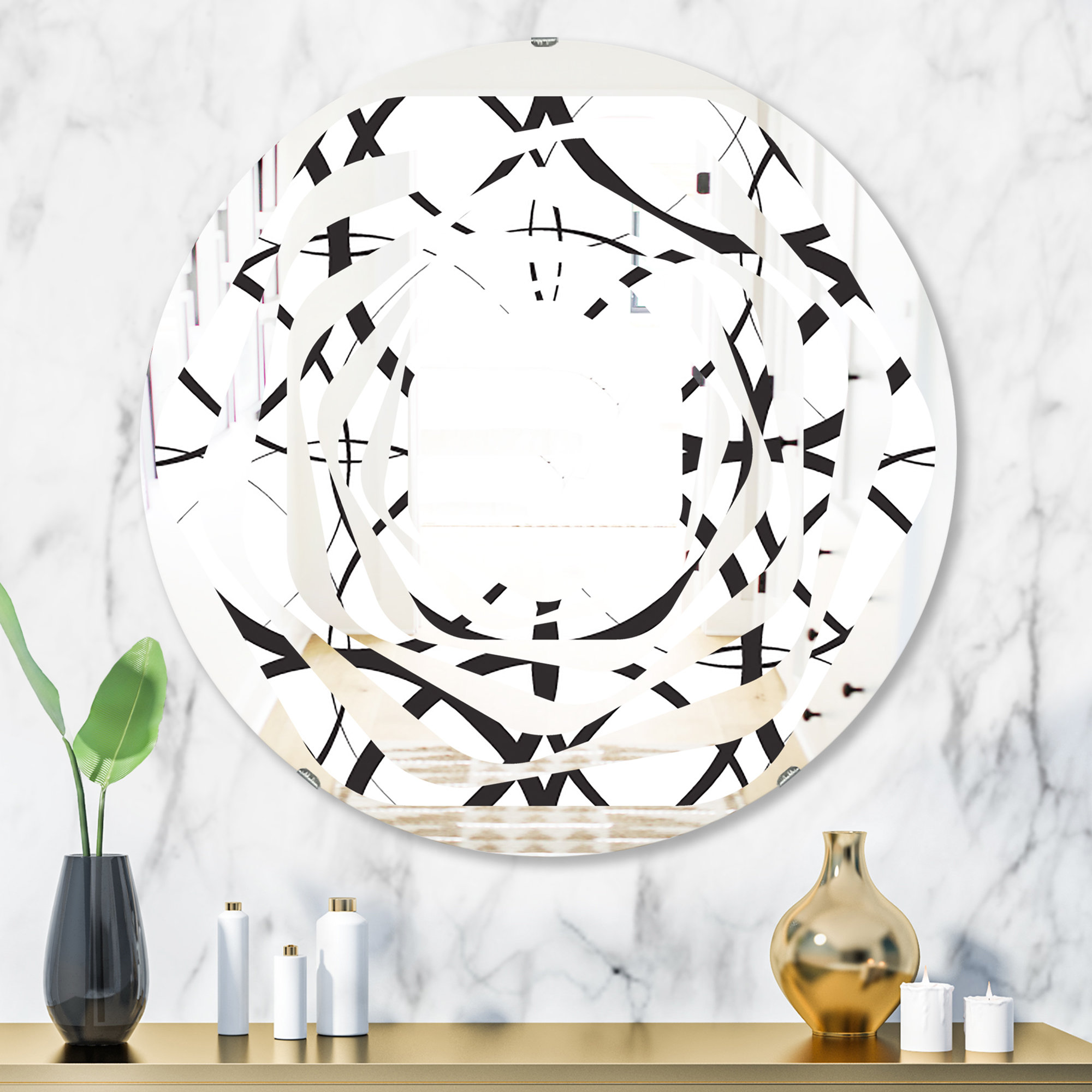 East Urban Home Whirl Geometric Pattern Modern Frameless Wall Mirror ...