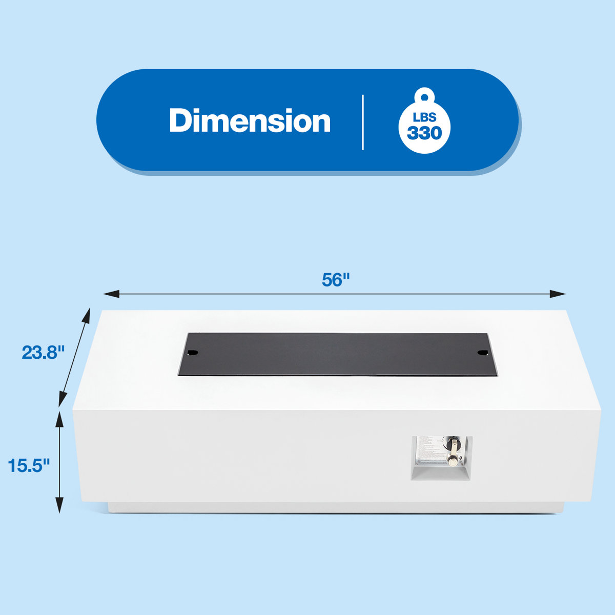 Latitude Run® Clyne 15.5'' H x 56'' W MGO Concrete Propane Outdoor Fire ...