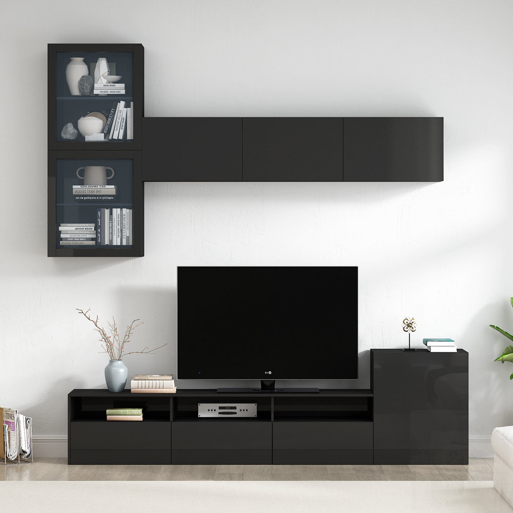 Dakota Fields High Gloss TV Stand with Ample Storage, Media Console for TV, Versatile ...