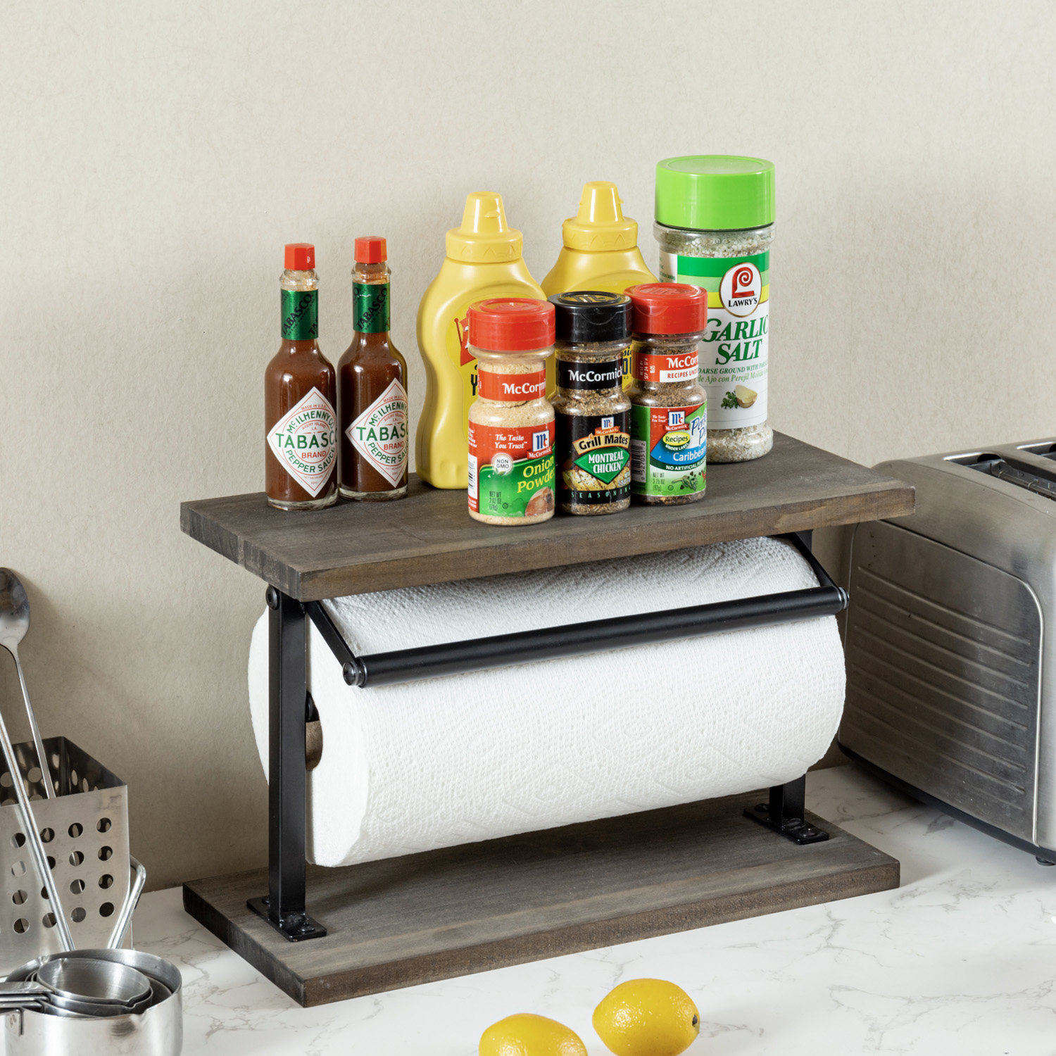 17 Stories Freestanding Tabletop Paper Towel Holder Shelf | Wayfair