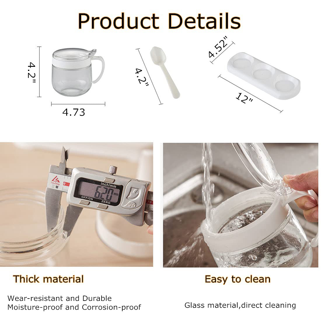 Latitude Run® Glass Condiment Spice Jars,12Oz/350 Ml Condiment Jar ...