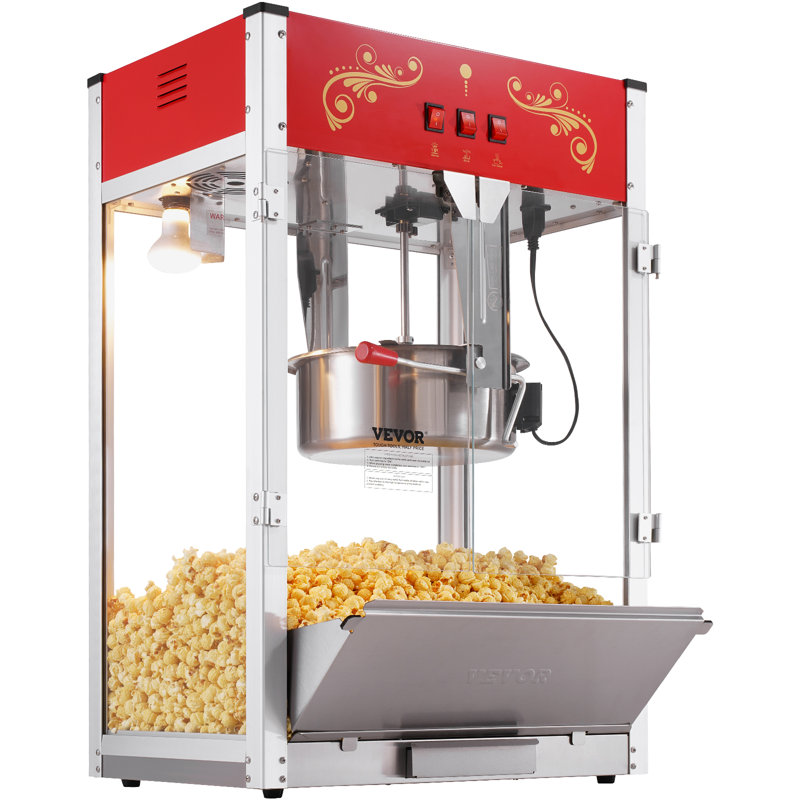 VEVOR Popcorn Popper Machine Countertop Popcorn Maker 1615W 16 Oz Red ...