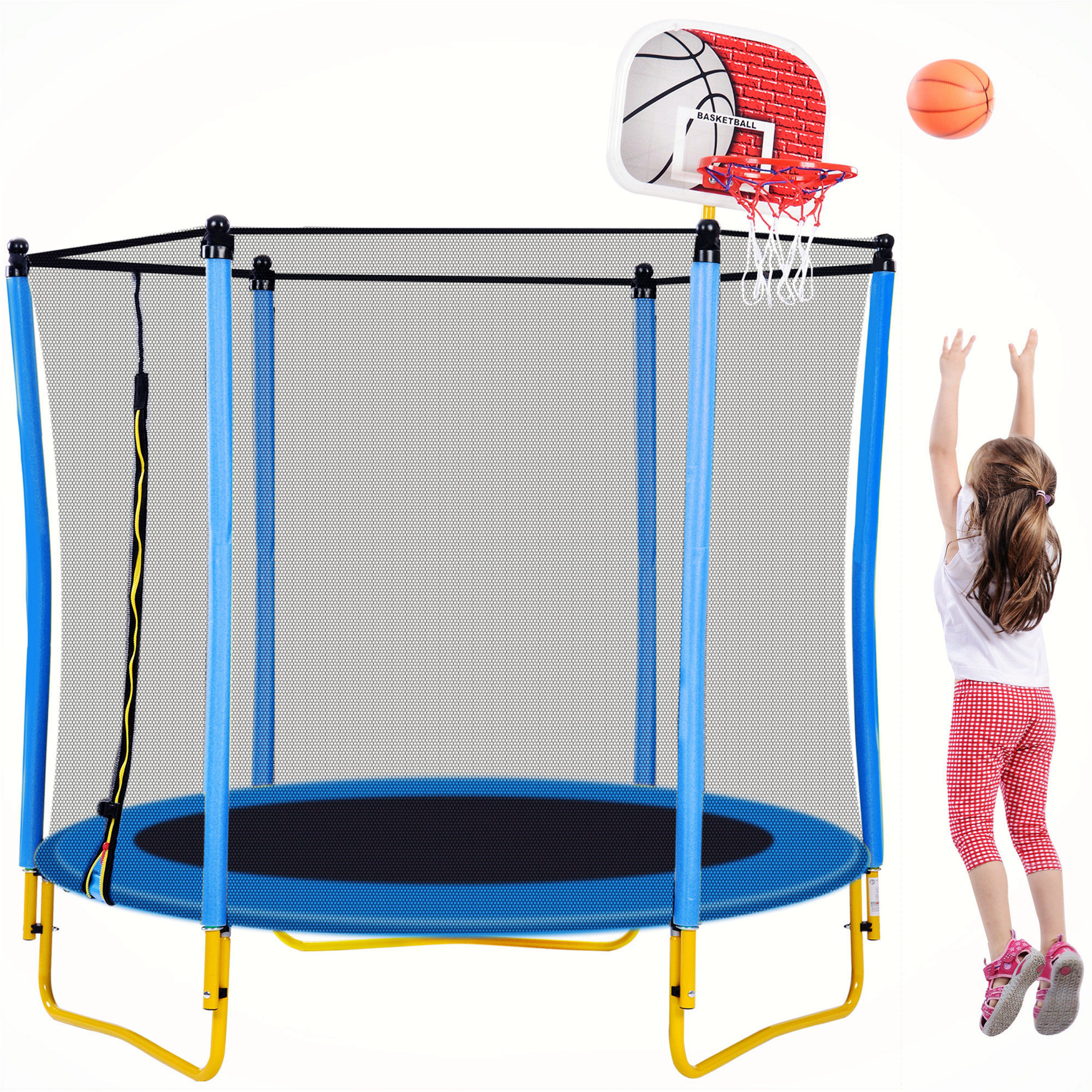 Creationstry 55 Round Backyard Trampoline With Safety Enclosure Wayfair