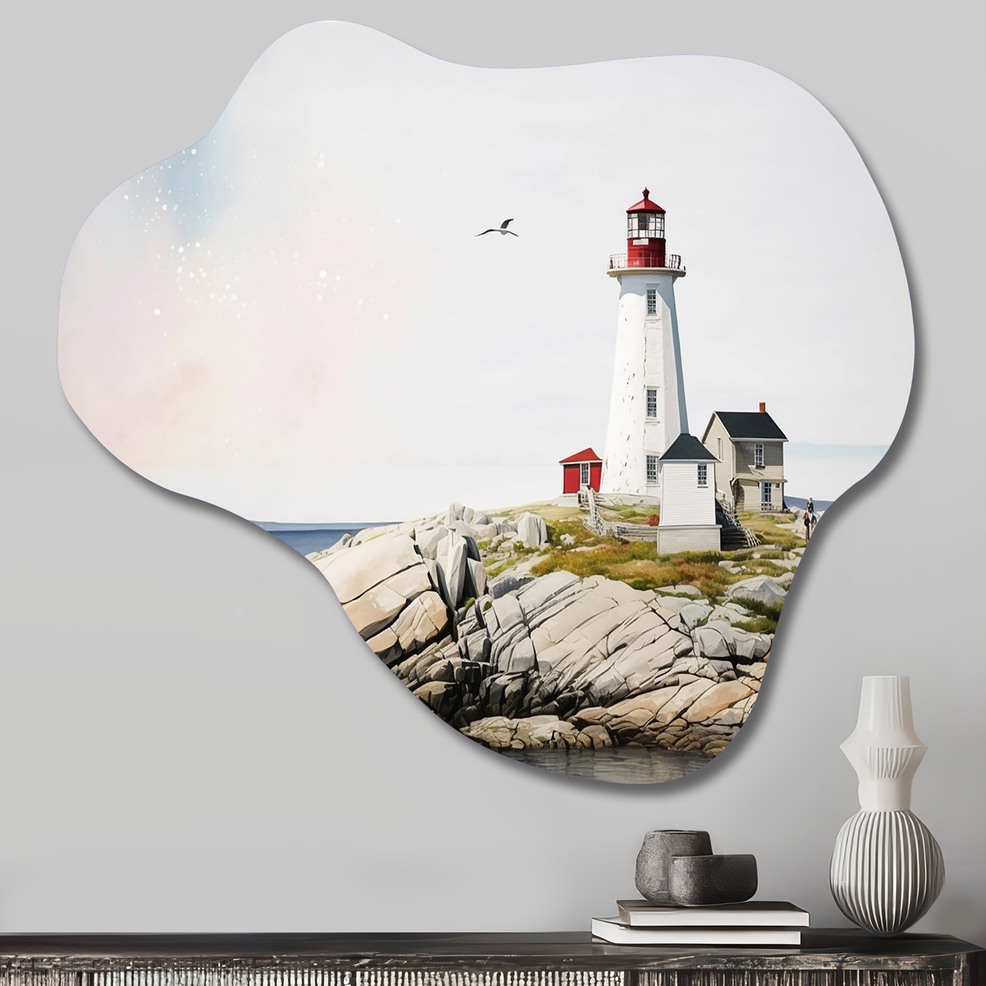 Breakwater Bay Lighthouse By The Ocean I - Coastal Light House Cloud ...