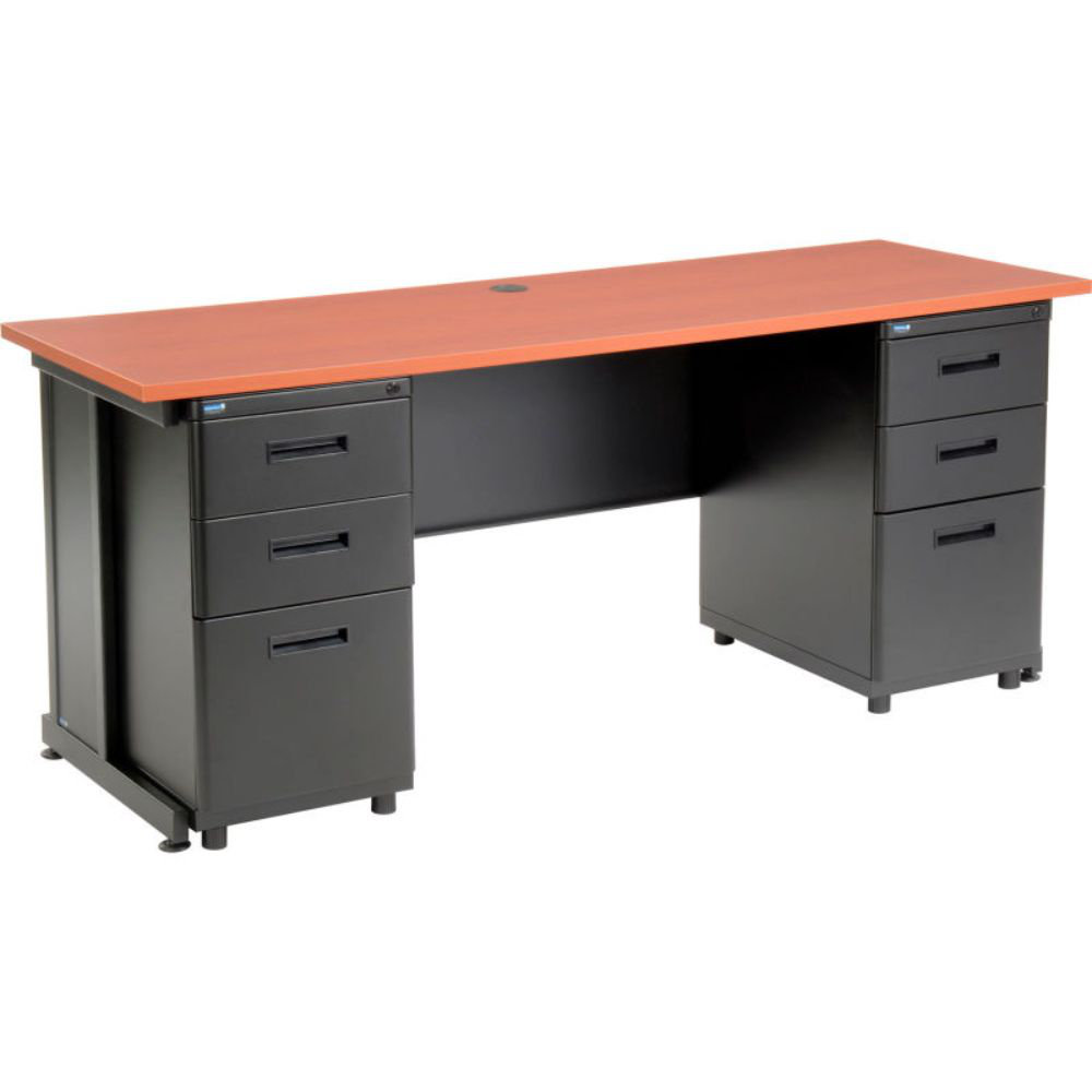Interion Office Desk With 6 Drawers, 72" X 24", Cherry - Wayfair Canada