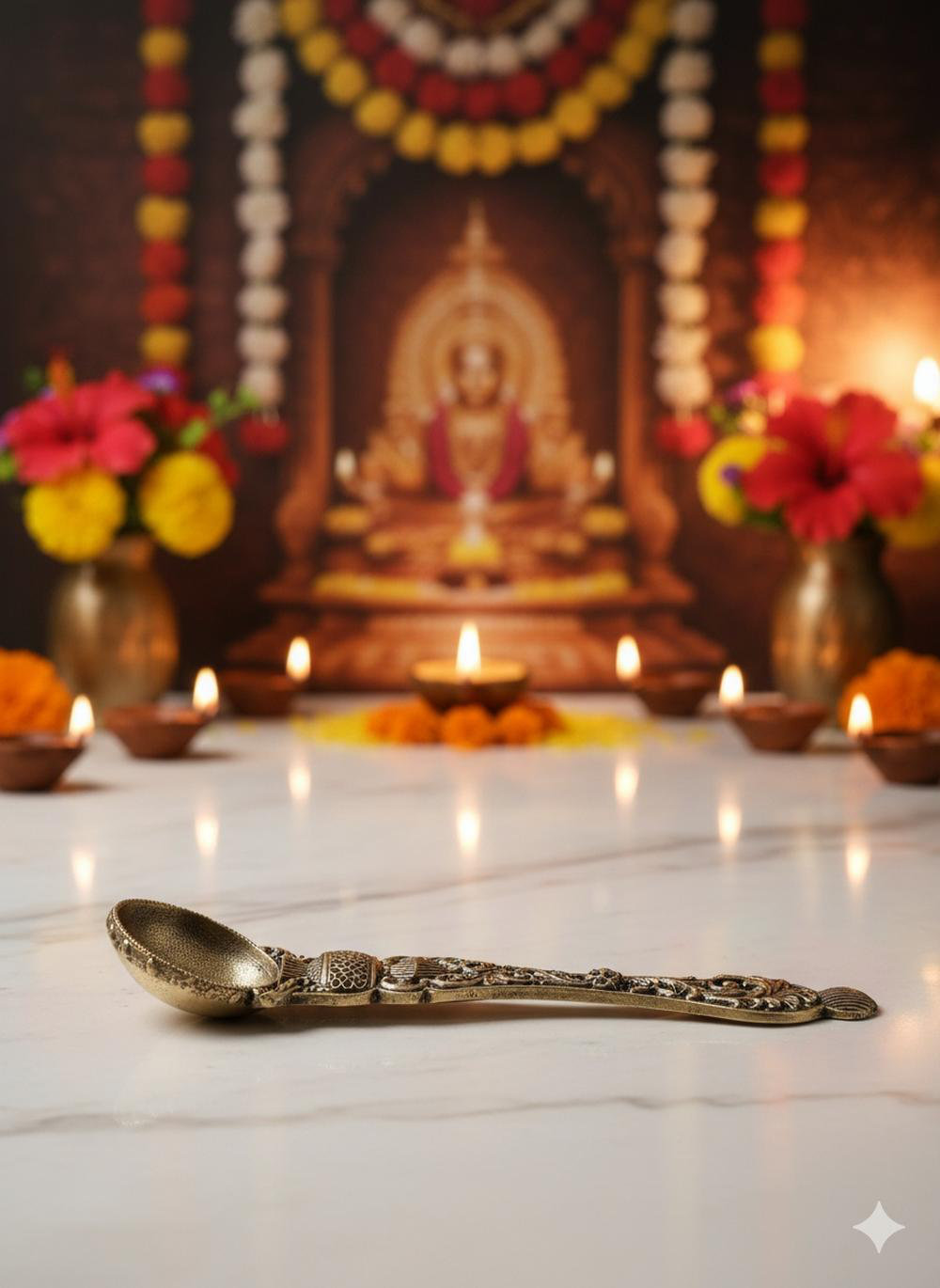 Exotic India 5 Inch Superfine Ritual Spoon in Brass | Wayfair