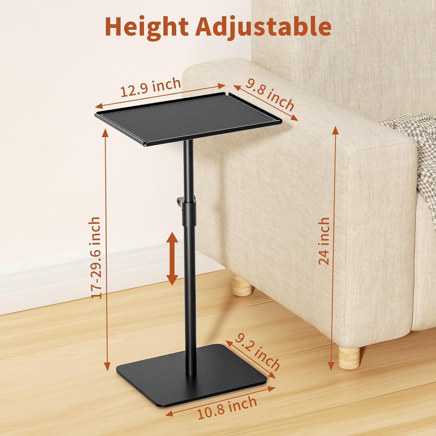 Latitude Run® Adjustable Metal End Table With Tray Top For Small Spaces ...