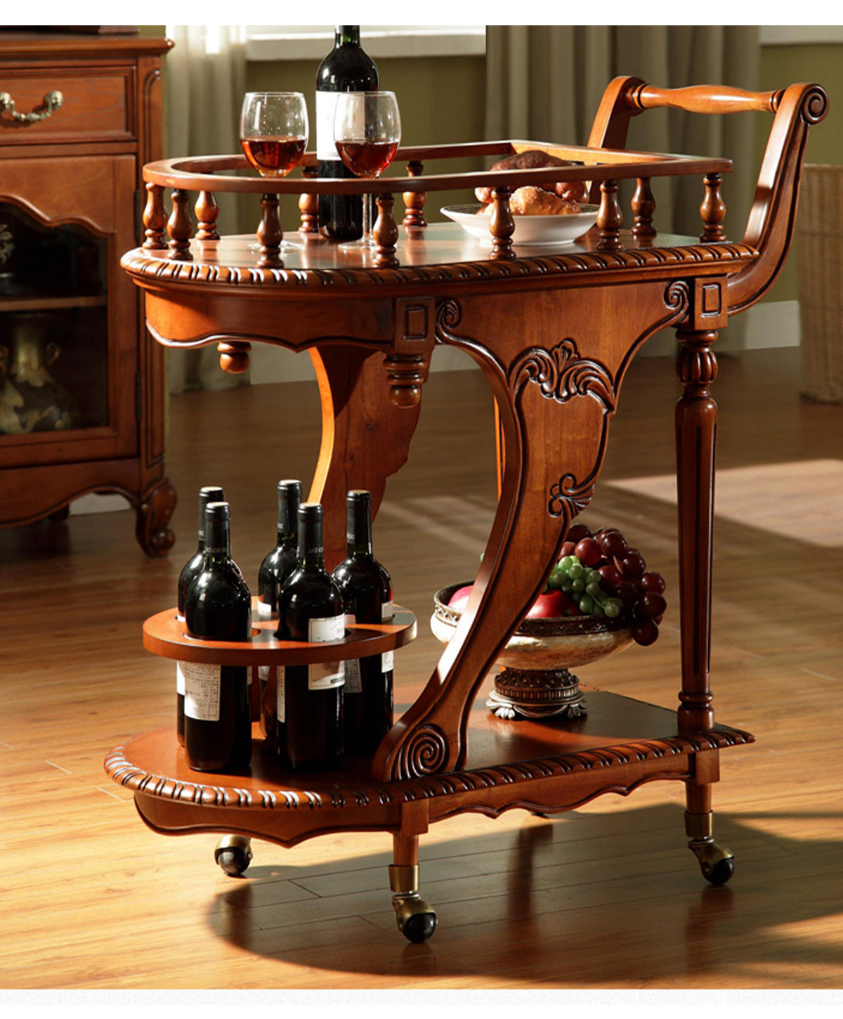 Bloomsbury Market 34.7" Brown Standard Solid Wood Bar Carts | Wayfair