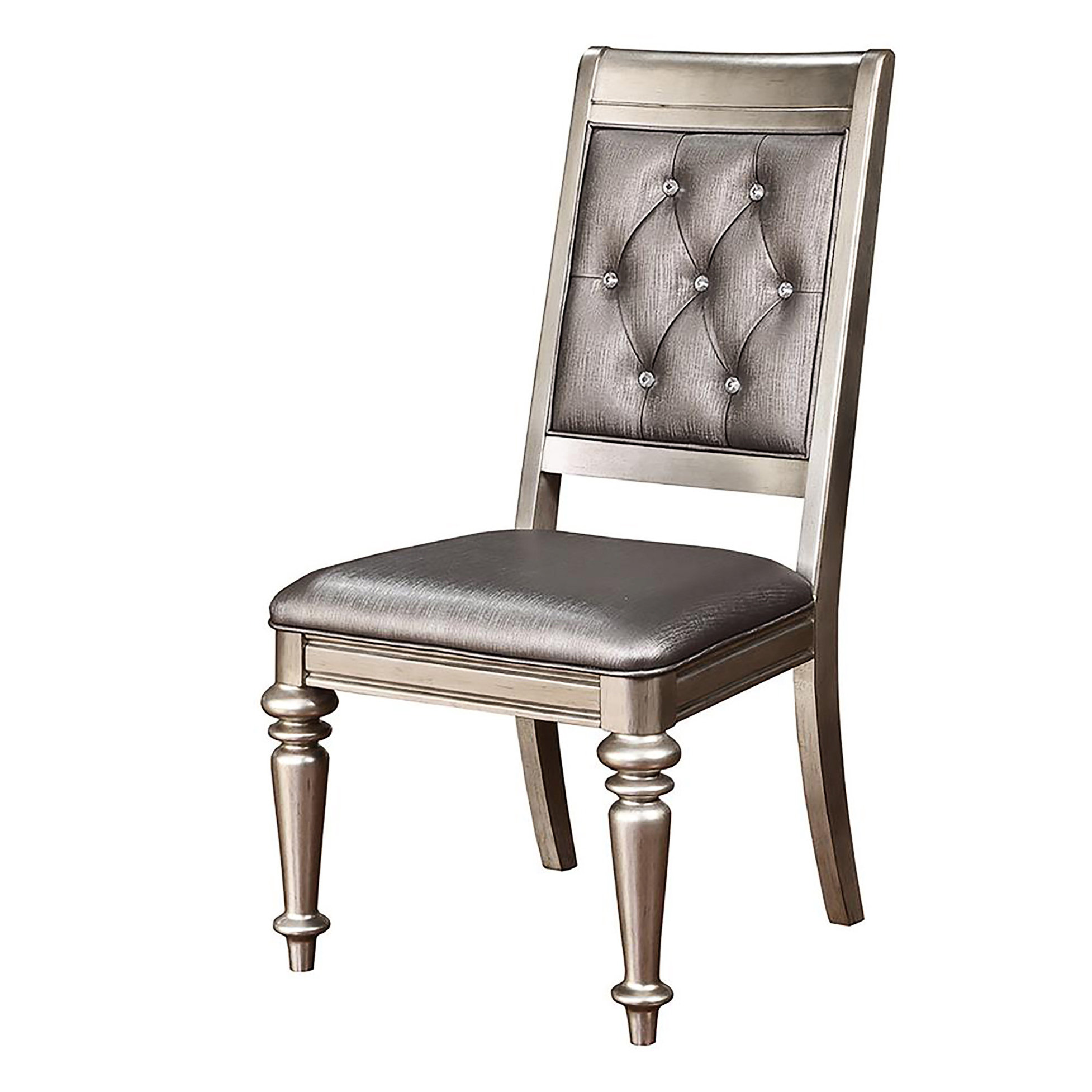 Everly Quinn Of 2 Glamorous Metal Chairs - Metallic Platinum, Back Side ...
