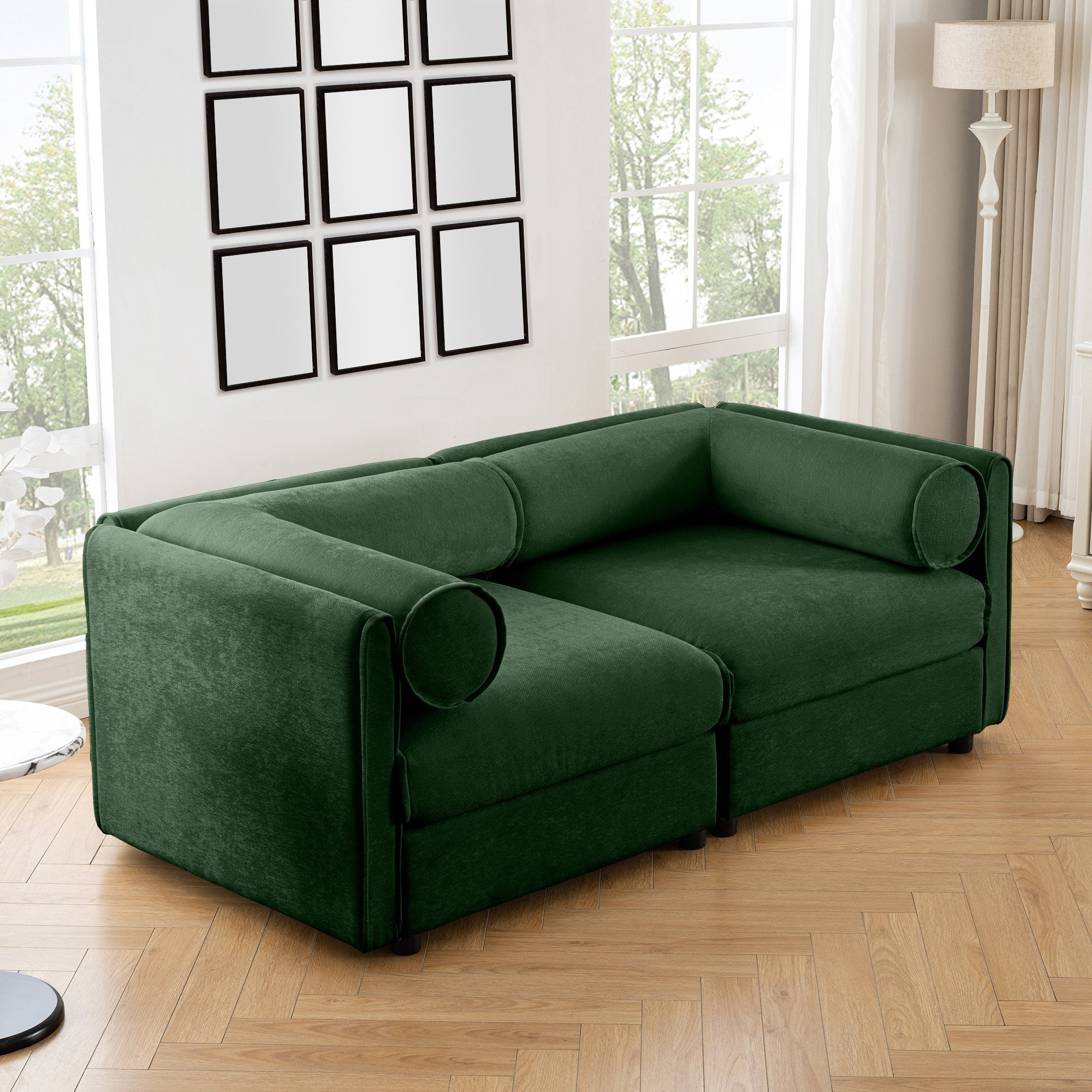 Latitude Run® Modern Upholstered Sofa with Round Arm Pillows | Wayfair