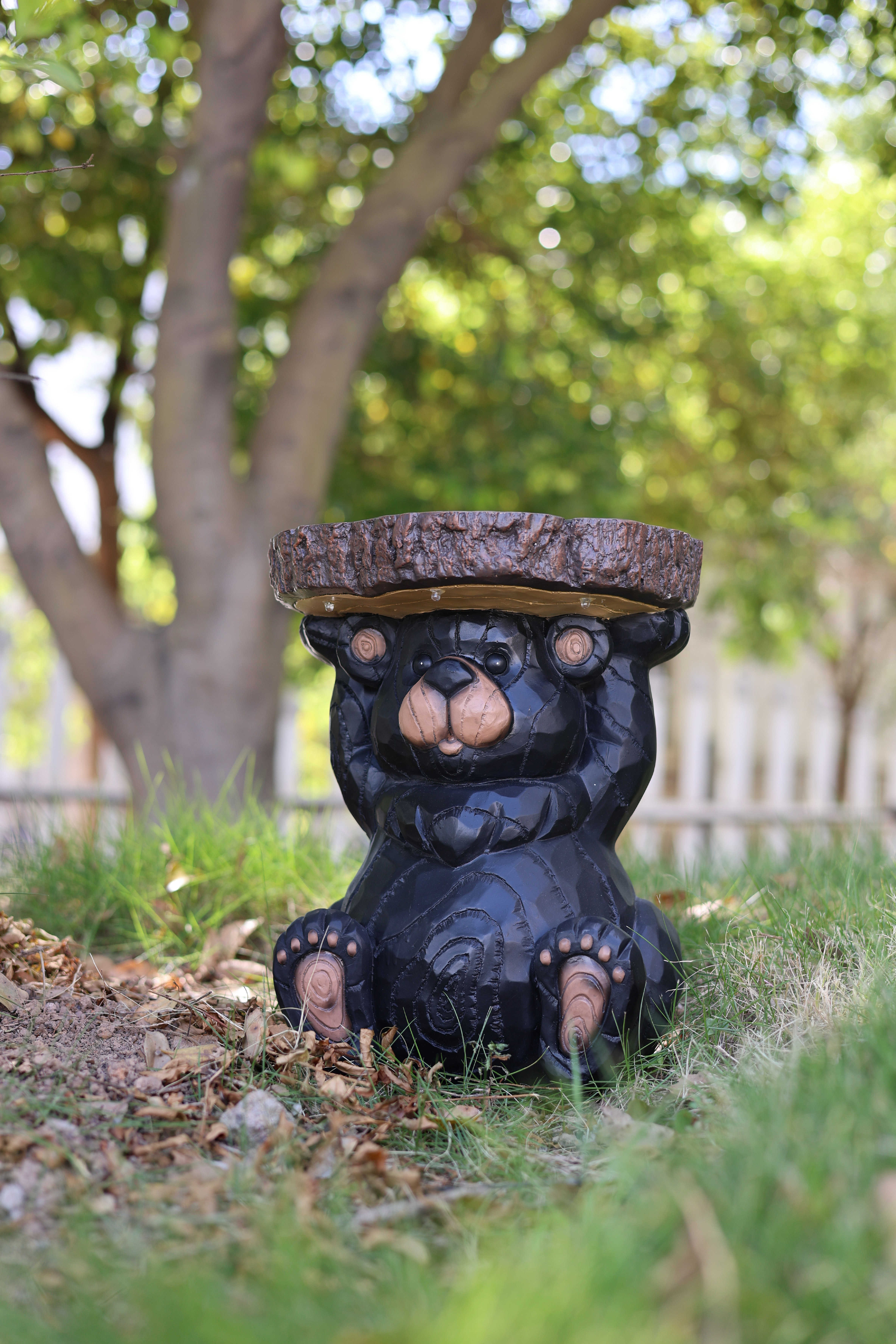 Hi-Line Gift Ltd. Bear Statue Plant Stand w/Solar Light & Reviews | Wayfair