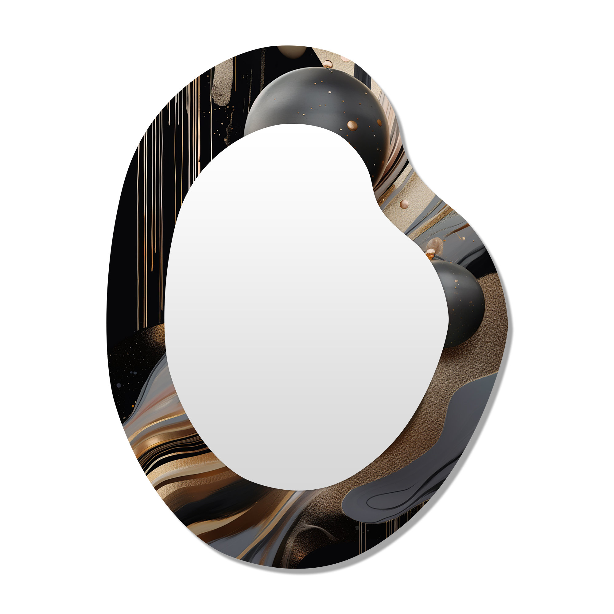 Design Art Gold And Black Marble Mirage I - Abstract Marble Metal Art Decor - Asymmetrical ...