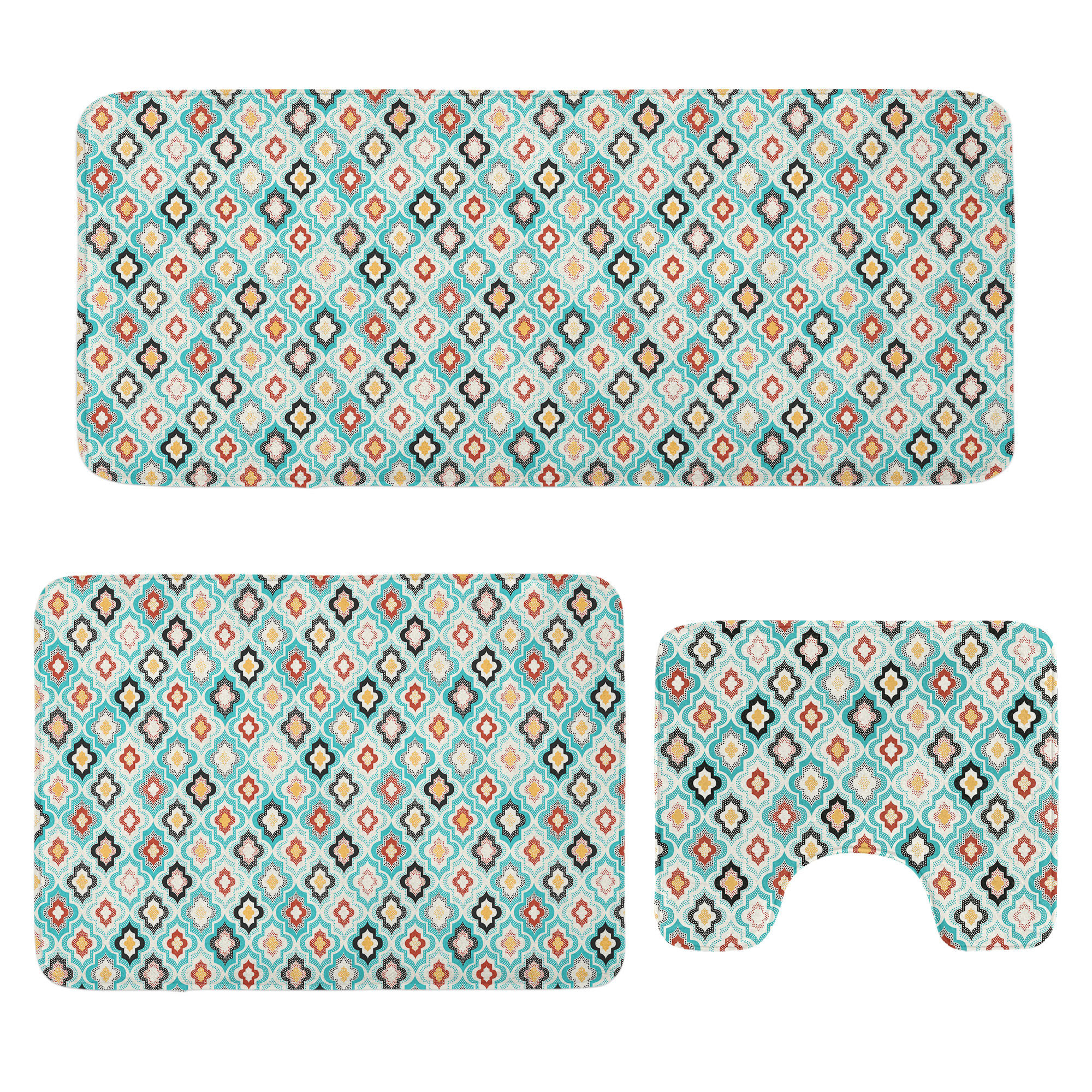 Dakota Fields Vintage Bathroom Rug Set 3 Pieces U-Shape & Rectangle ...