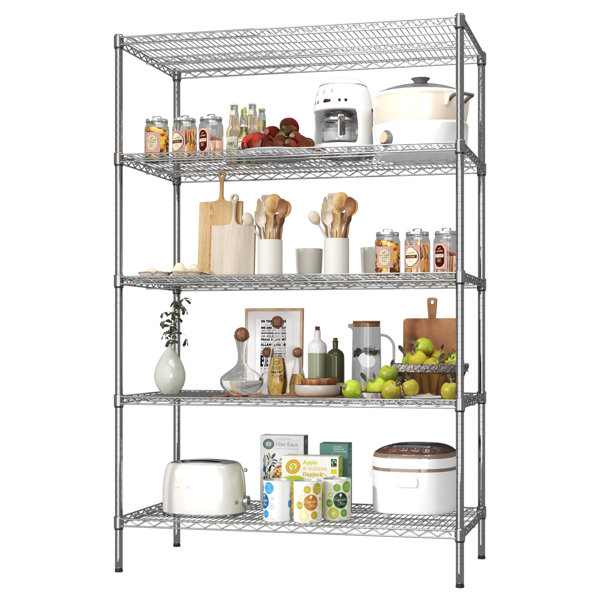 Rebrilliant 5-Tier Metal Wire Shelving Unit with Wheels - Heavy Duty ...