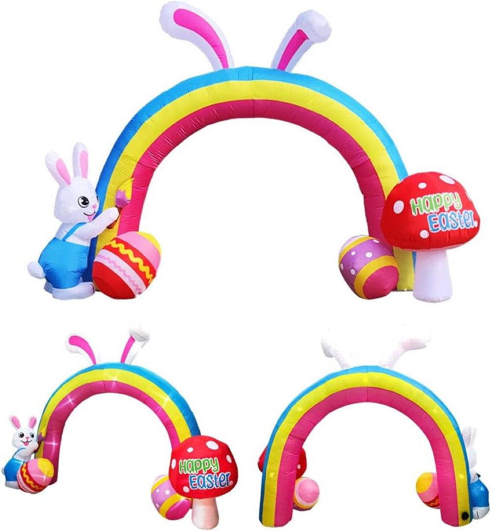 The Holiday Aisle® Easter Arch with Bunny and Eggs Inflatable | Wayfair
