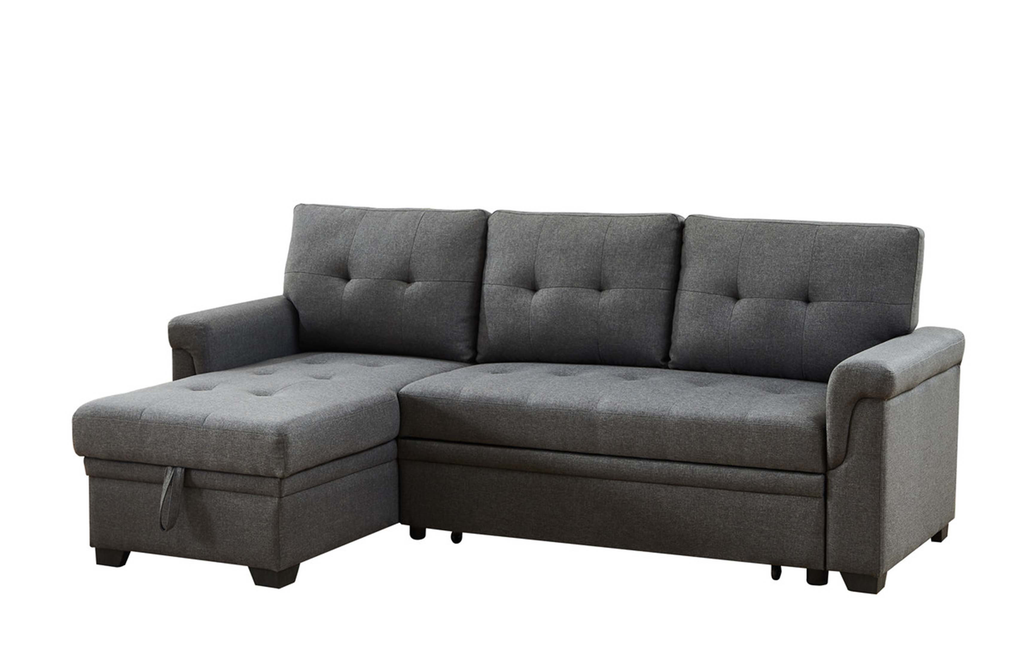 Winston Porter Sierra 84" Linen Reversible Sleeper Sectionals Sofa With ...