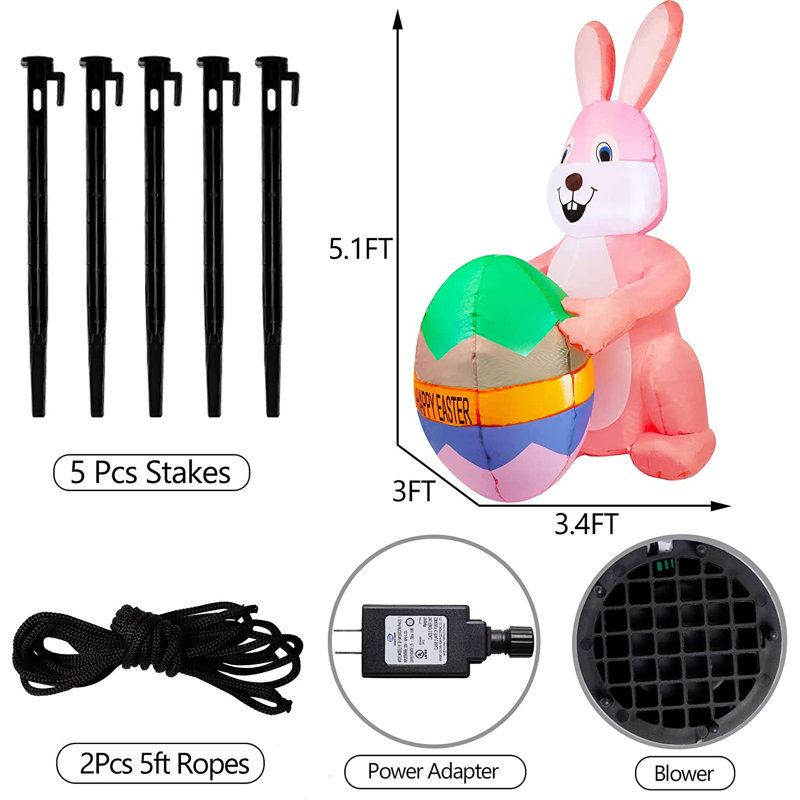 The Holiday Aisle® Bunny Inflatable | Wayfair