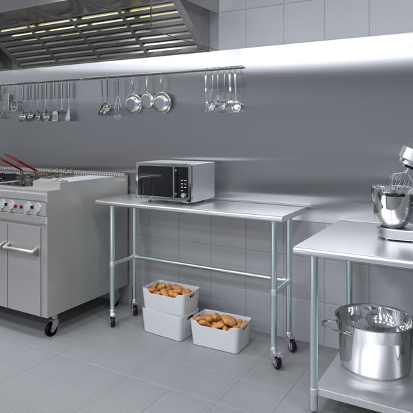 Amgood Stainless Steel Open Base Work Table with Wheels & Reviews | Wayfair