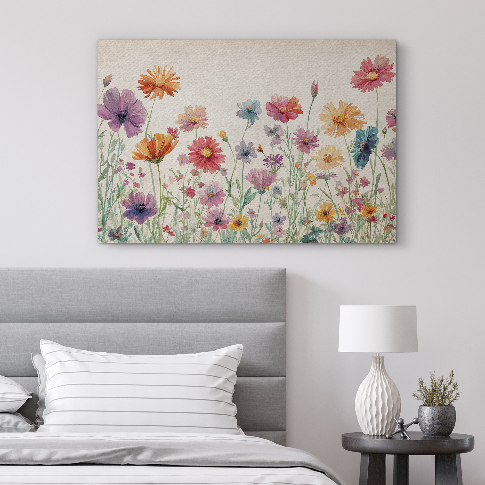IDEA4WALL Vibrant Wildflower Colorful Bright Daisy French Country Flowers Bedroom Artwork Framed ...