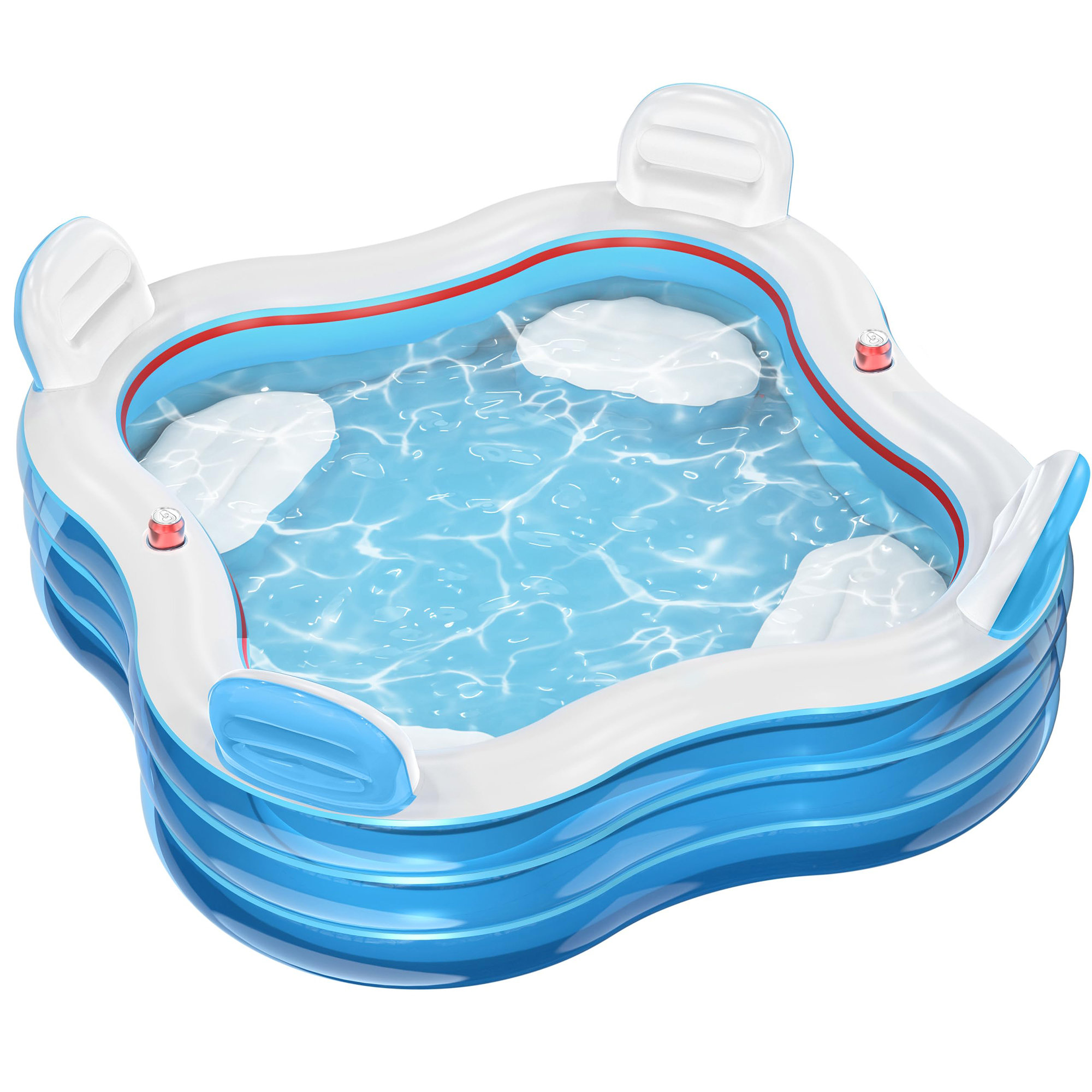 KIBNOF Inflatable Swimming Pool, Full-Sized Blow Up Pools with Seats ...