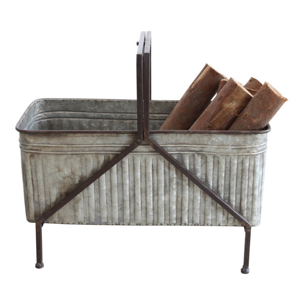 Williston Forge Troxelville Galvanized Metal Storage Bucket on Stand ...
