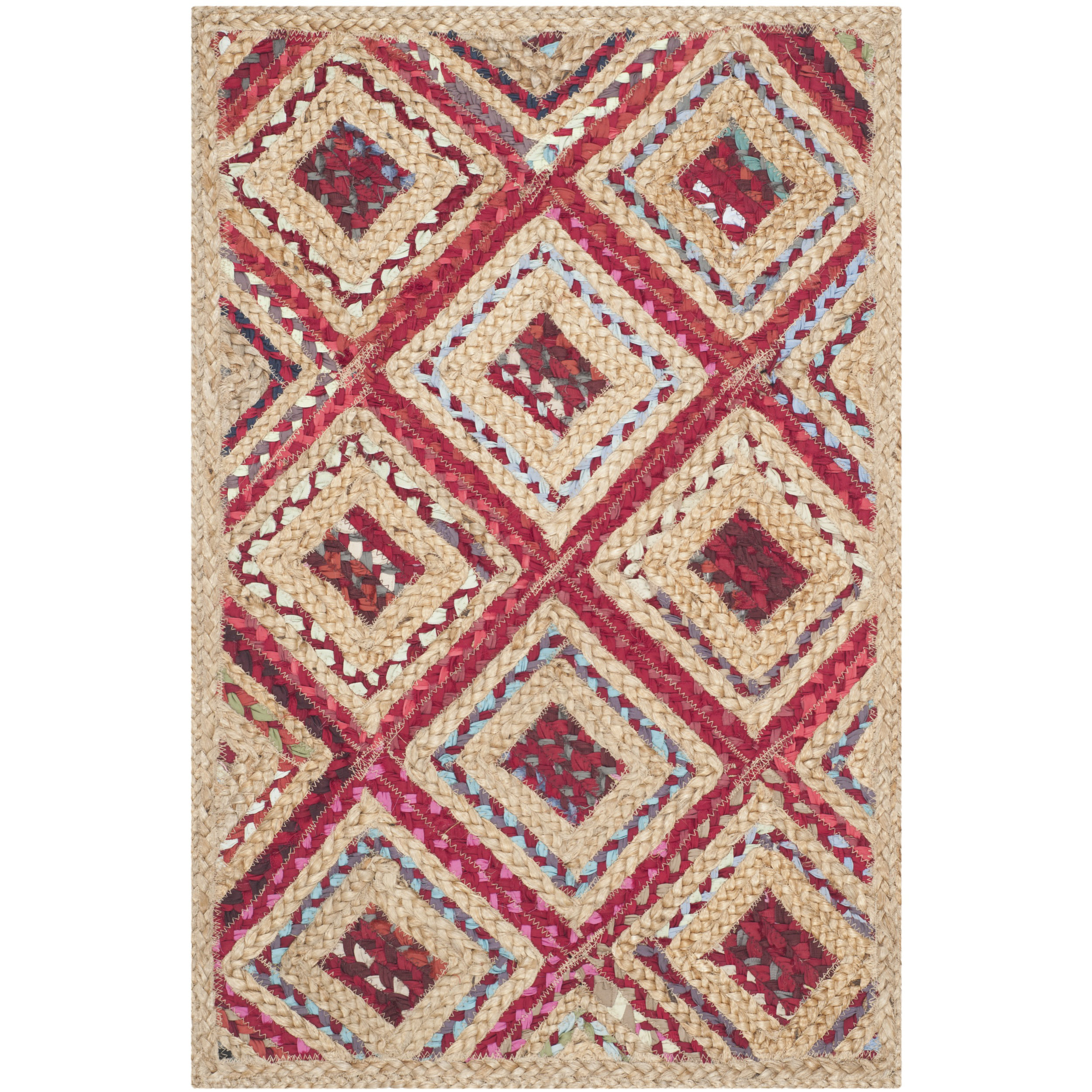 Dakota Fields Adilynn Hand Woven Jute/Denim Geometric Rug in Red ...