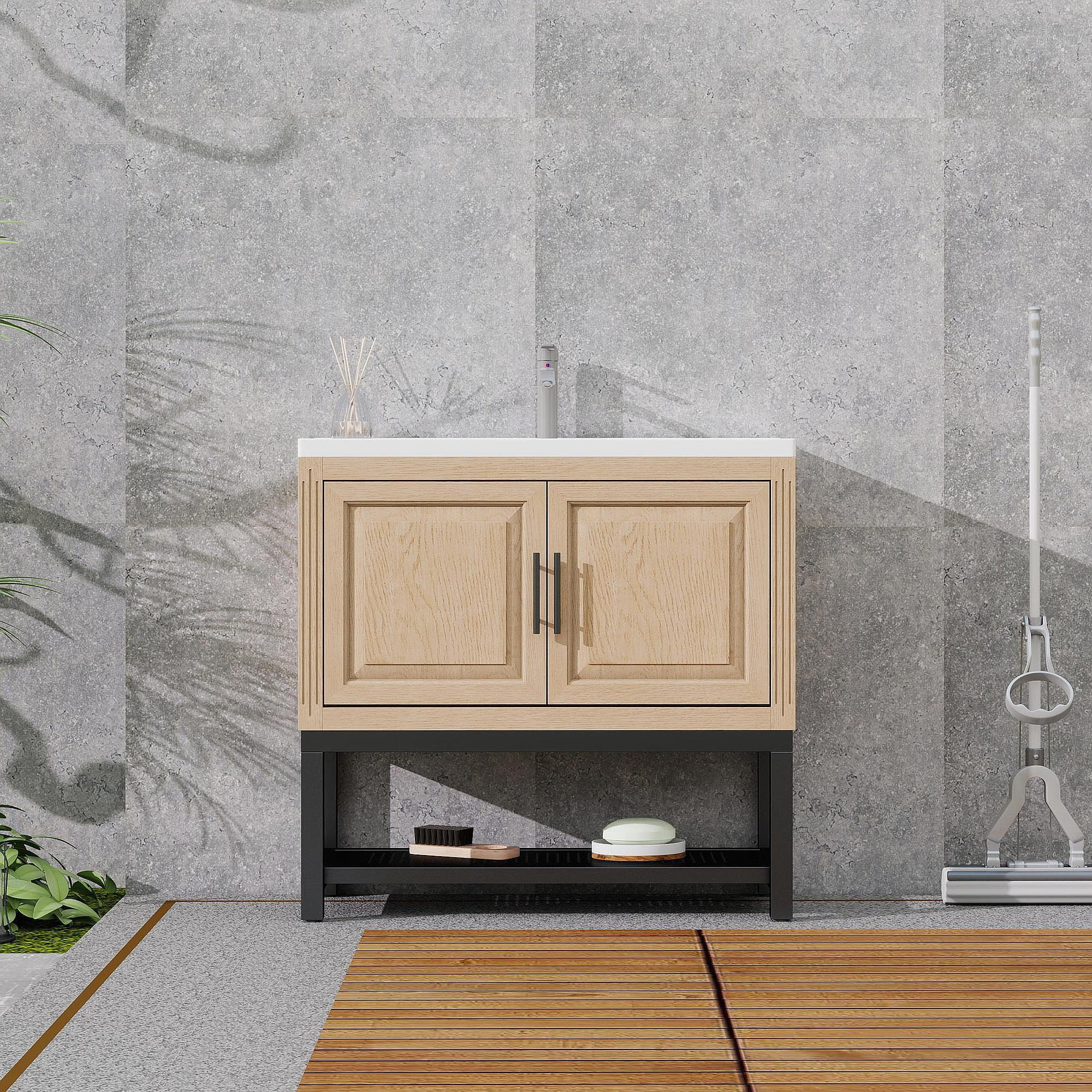 buthreing Bathroom Vanity With Sink & Hot And Cold Faucet ...