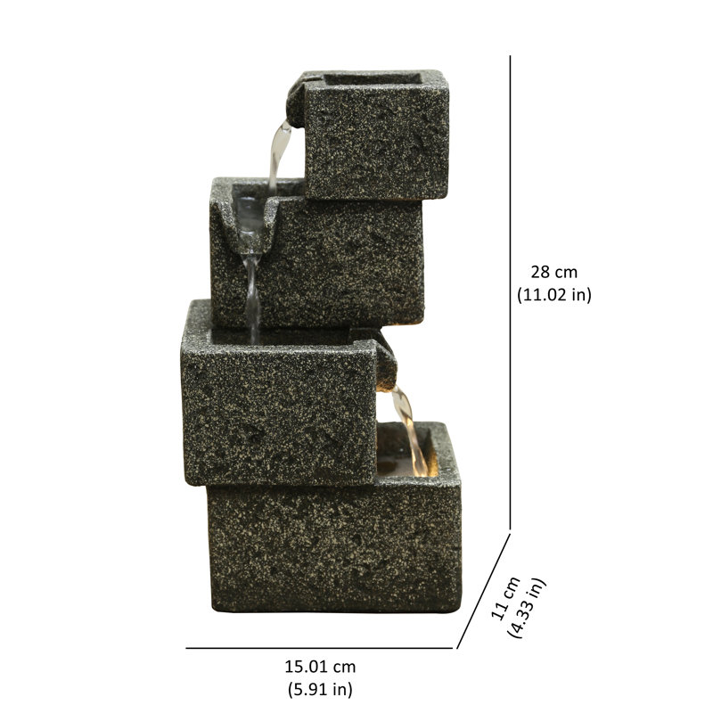 Hi-Line Gift Ltd. Resin Concrete Crates Fountain with Warm White LED ...