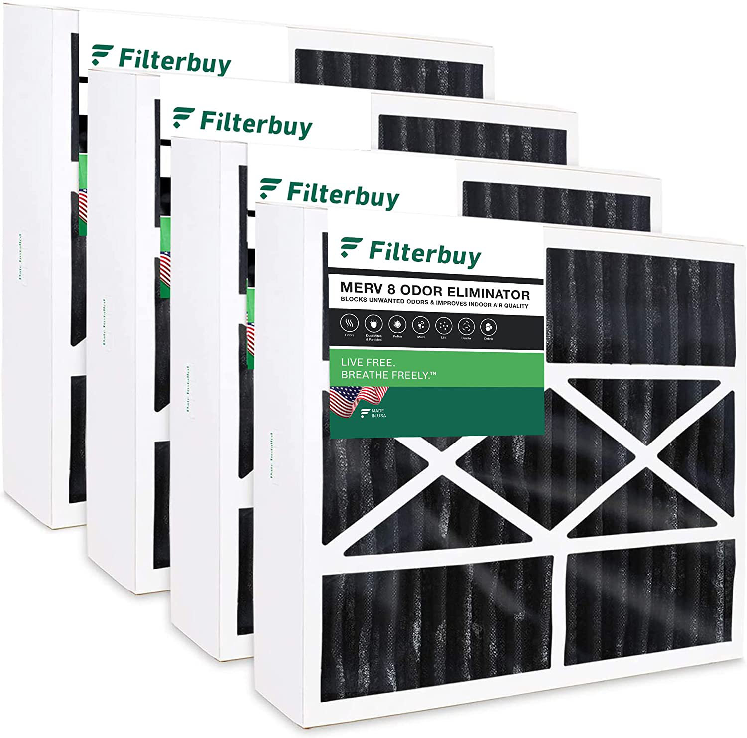 Filterbuy 16 x 25 x 5 Air Filter MERV 8 Odor Eliminator, Pleated HVAC ...