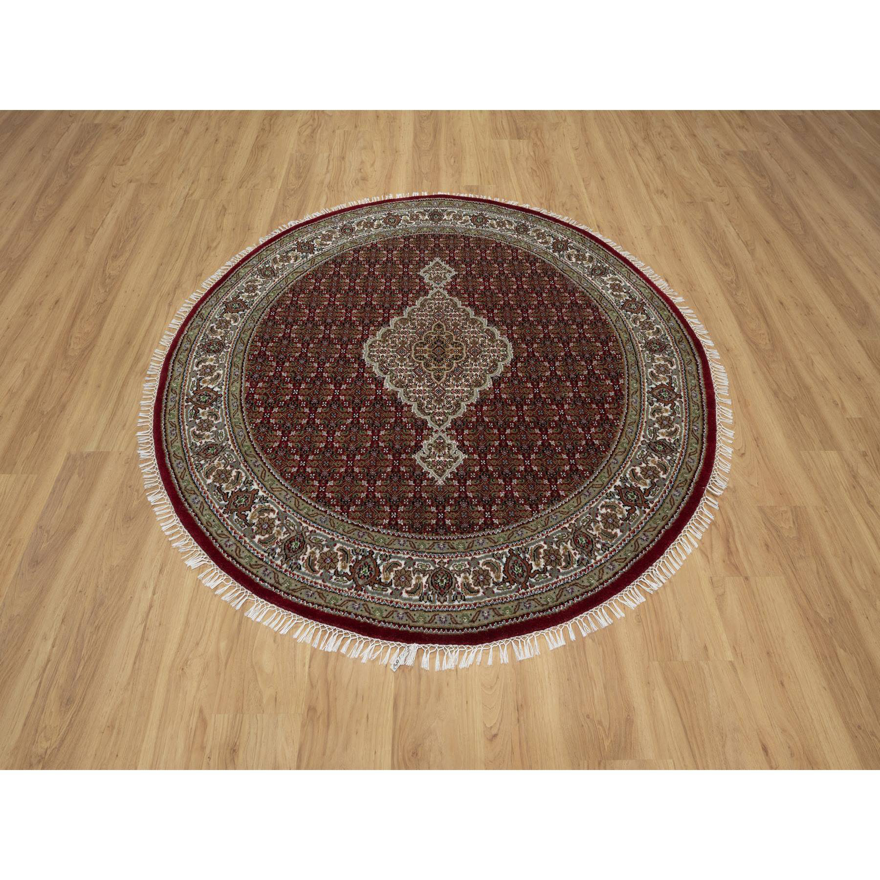Merchants Of Asia 6'0" X 6'0" New Hand Knotted Red Wool Round Oriental ...