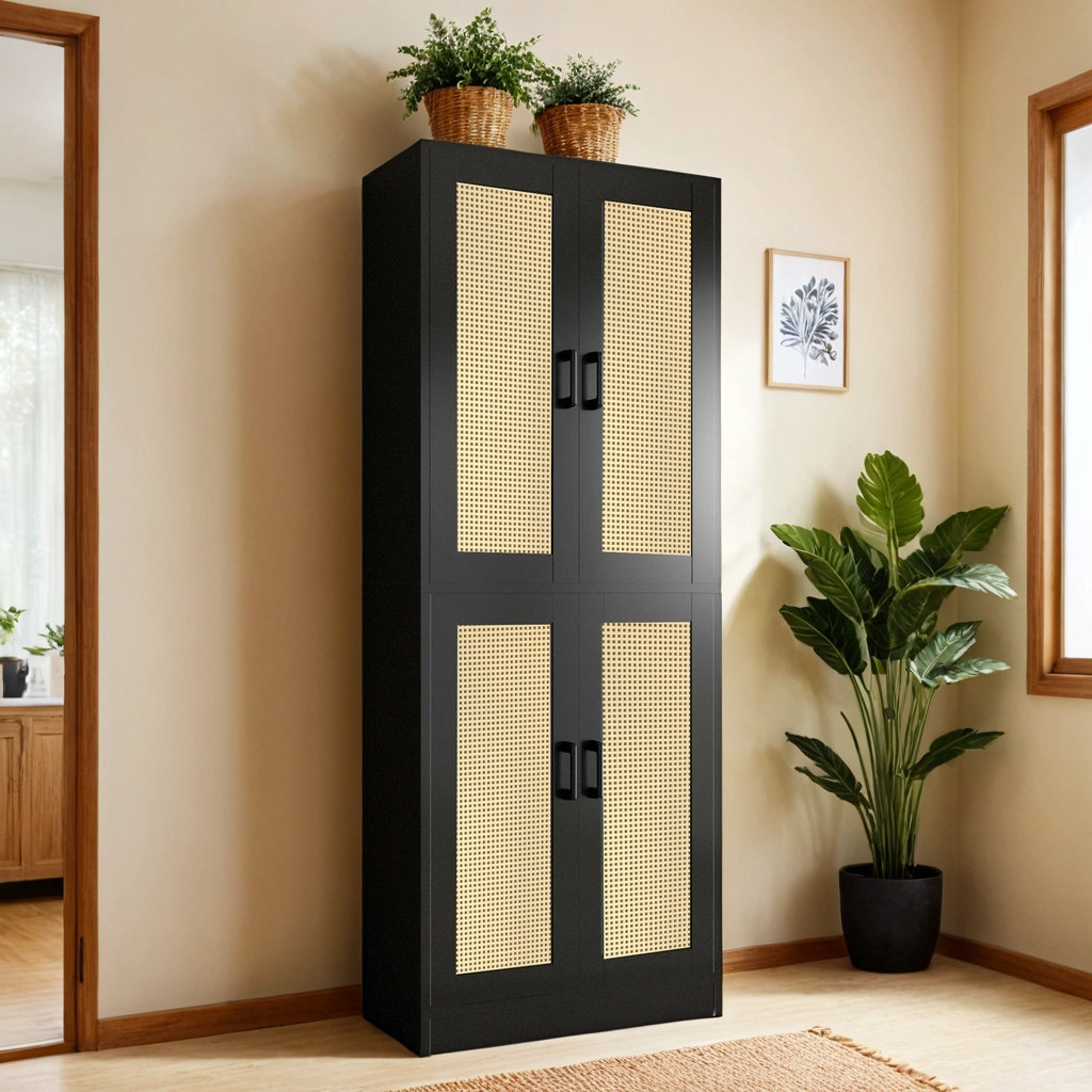 Bay Isle Home™ Garde-manger en rotin, garde-manger de 71 po de hauteur ...