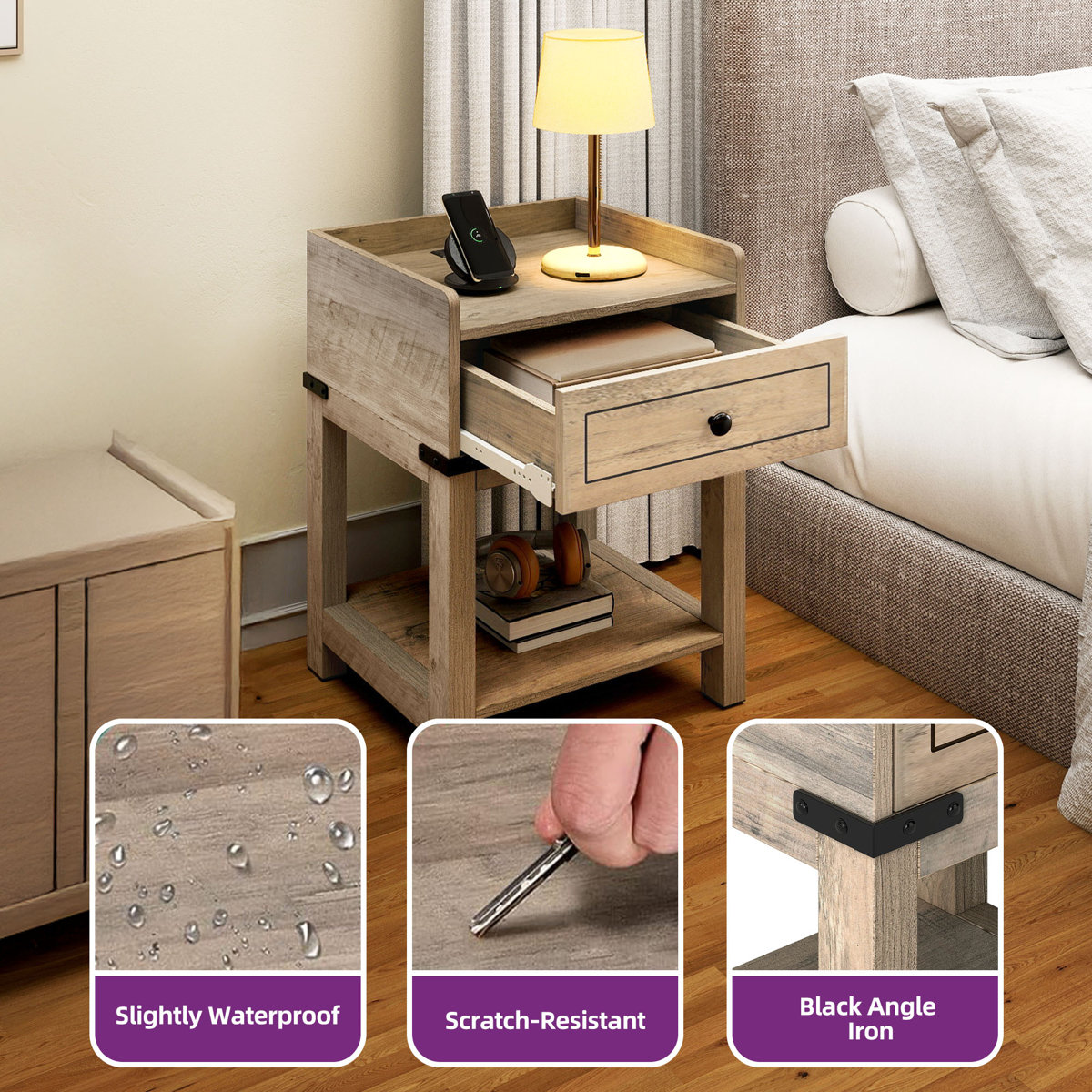 Laurel Foundry Modern Farmhouse® Leela 25.6'' H Farmhouse 1 Drawer ...