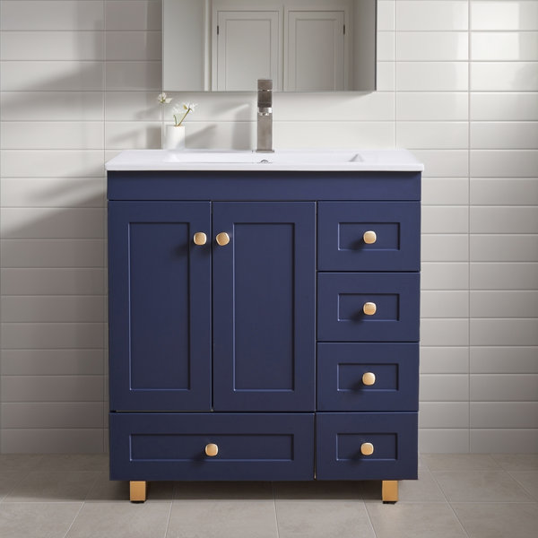 Mercer41 30''Blue Modern Free-Standing Single Bathroom Vanity With ...