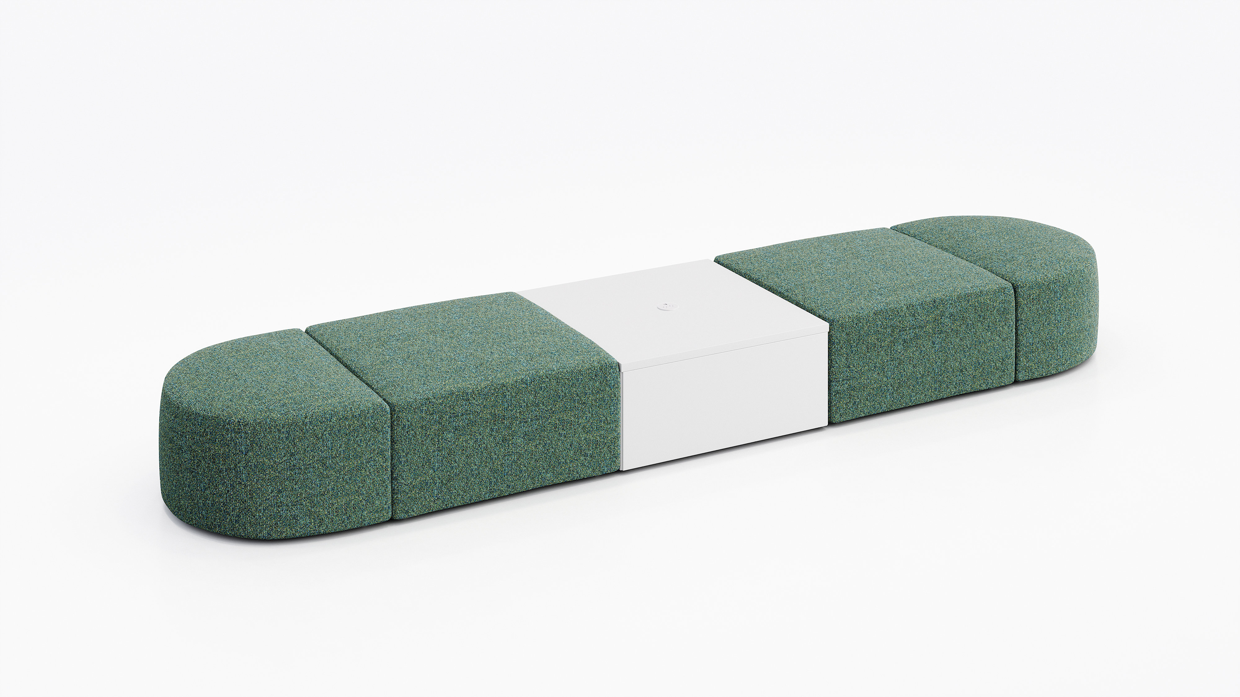 KFI Studios 4 Person Modular Seating With Occasional Table-Fabric, With Power Outlet | Wayfair