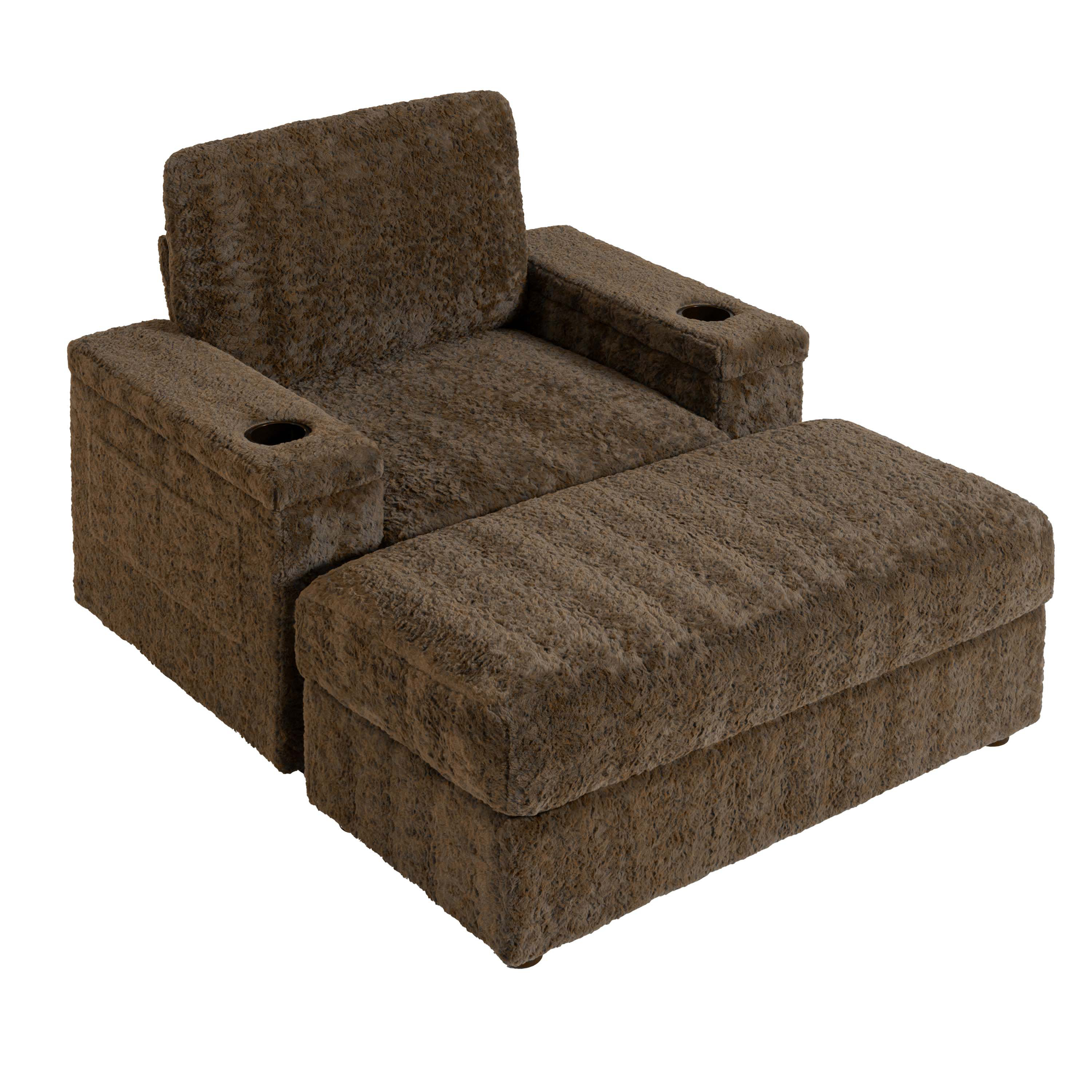 Rongeng 42" Oversized Chaise Lounge Indoor,Faux Rabbit Fur Sofa Bed ...